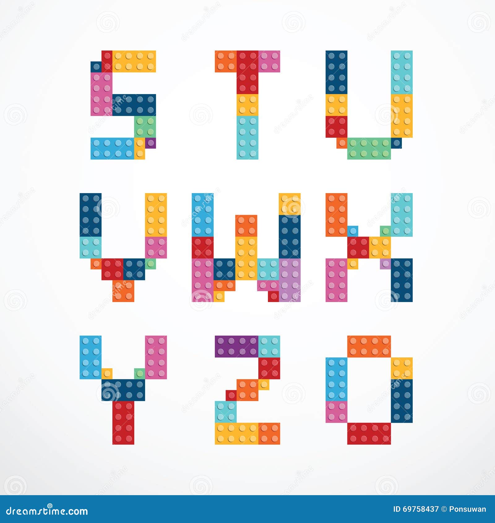 Alphabet Blocks Style Vector Set. Stock Vector - Illustration of link ...