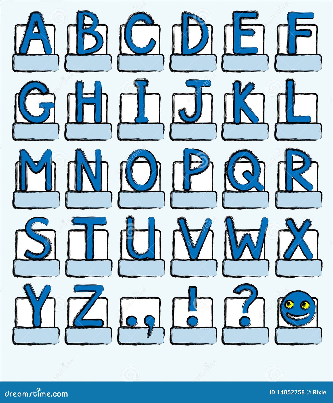 Alphabet blue stock vector. Illustration of graphic, happy - 14052758