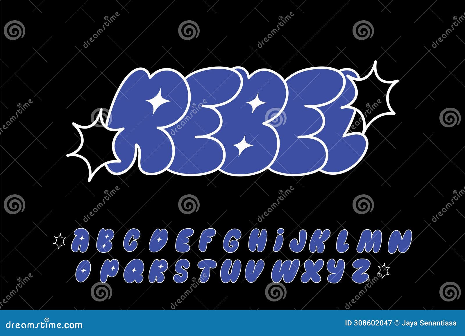 Alphabet Blue Streetwear Y2k Graffity Type Vector Letters Stock Vector ...