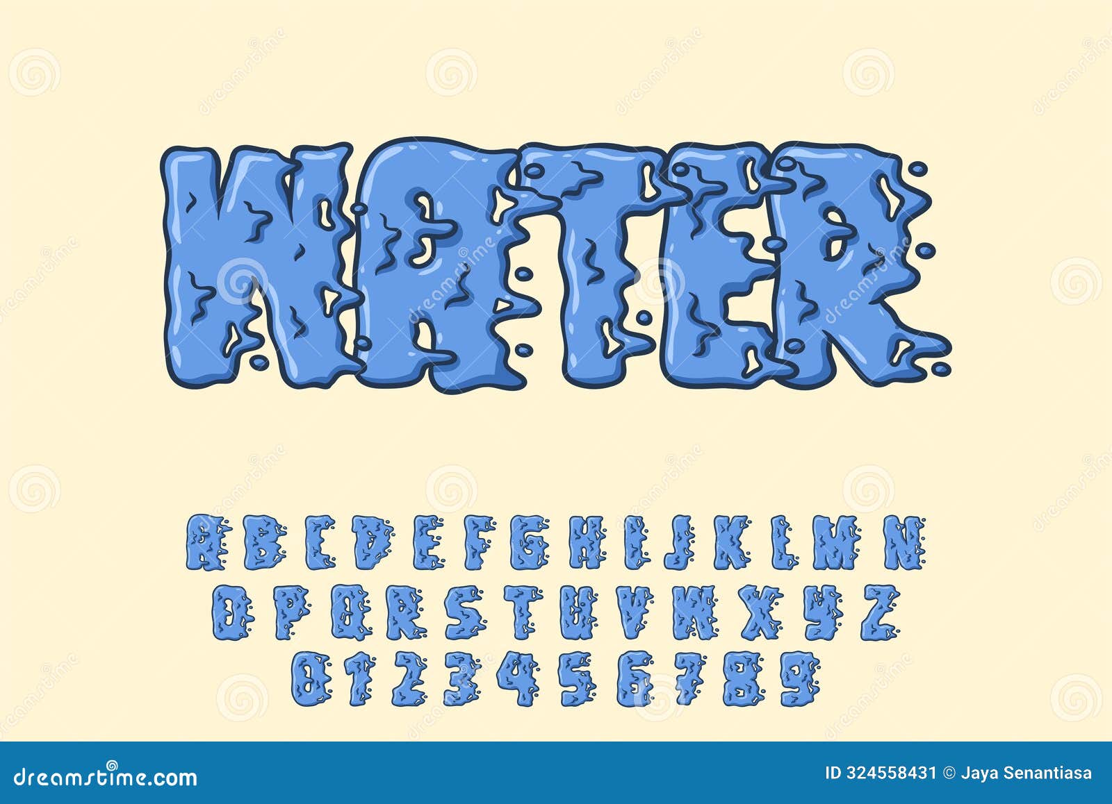 Alphabet Blue Water Style Cartoon Letters Vector Stock Illustration ...