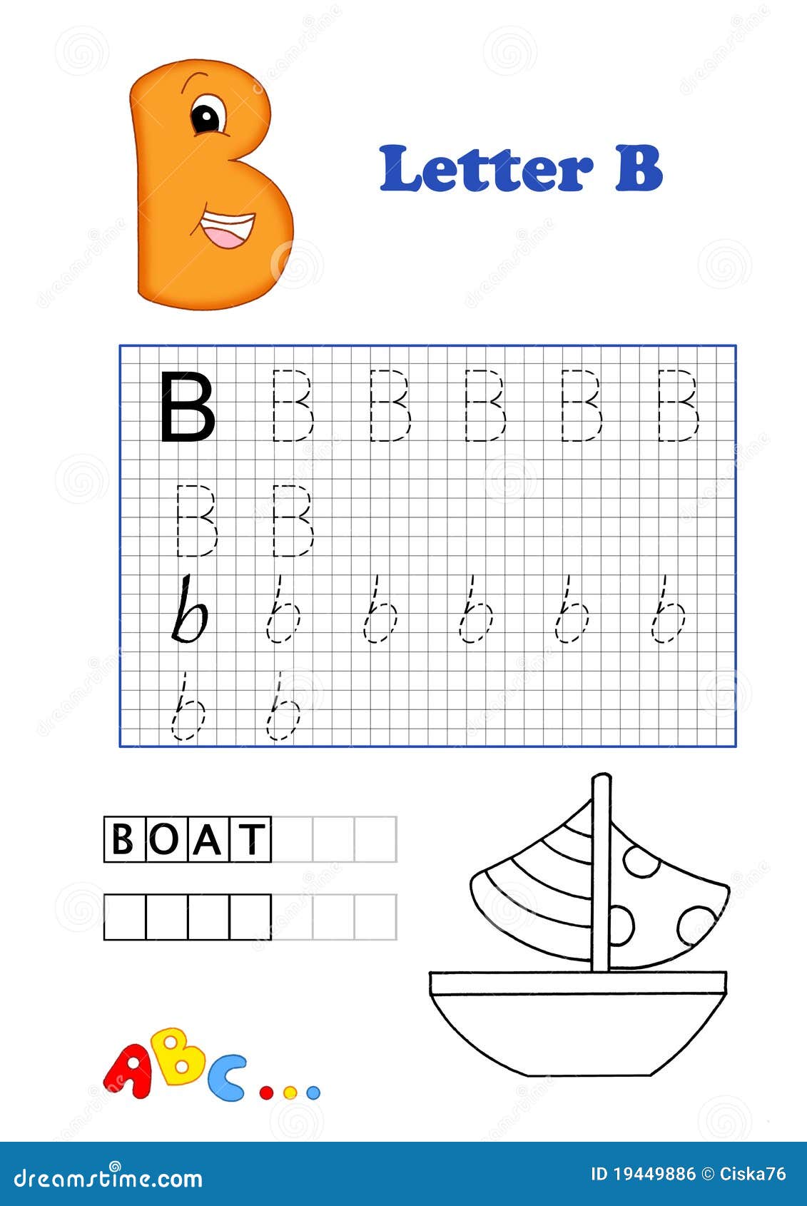 Alphabet, boat stock illustration. Illustration of children - 19449886