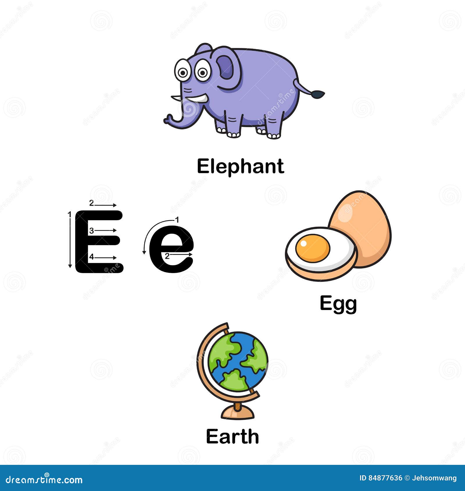 Alphabet-Buchstabec$e-elefant, Ei, Erde Vektor Abbildung - Illustration ...