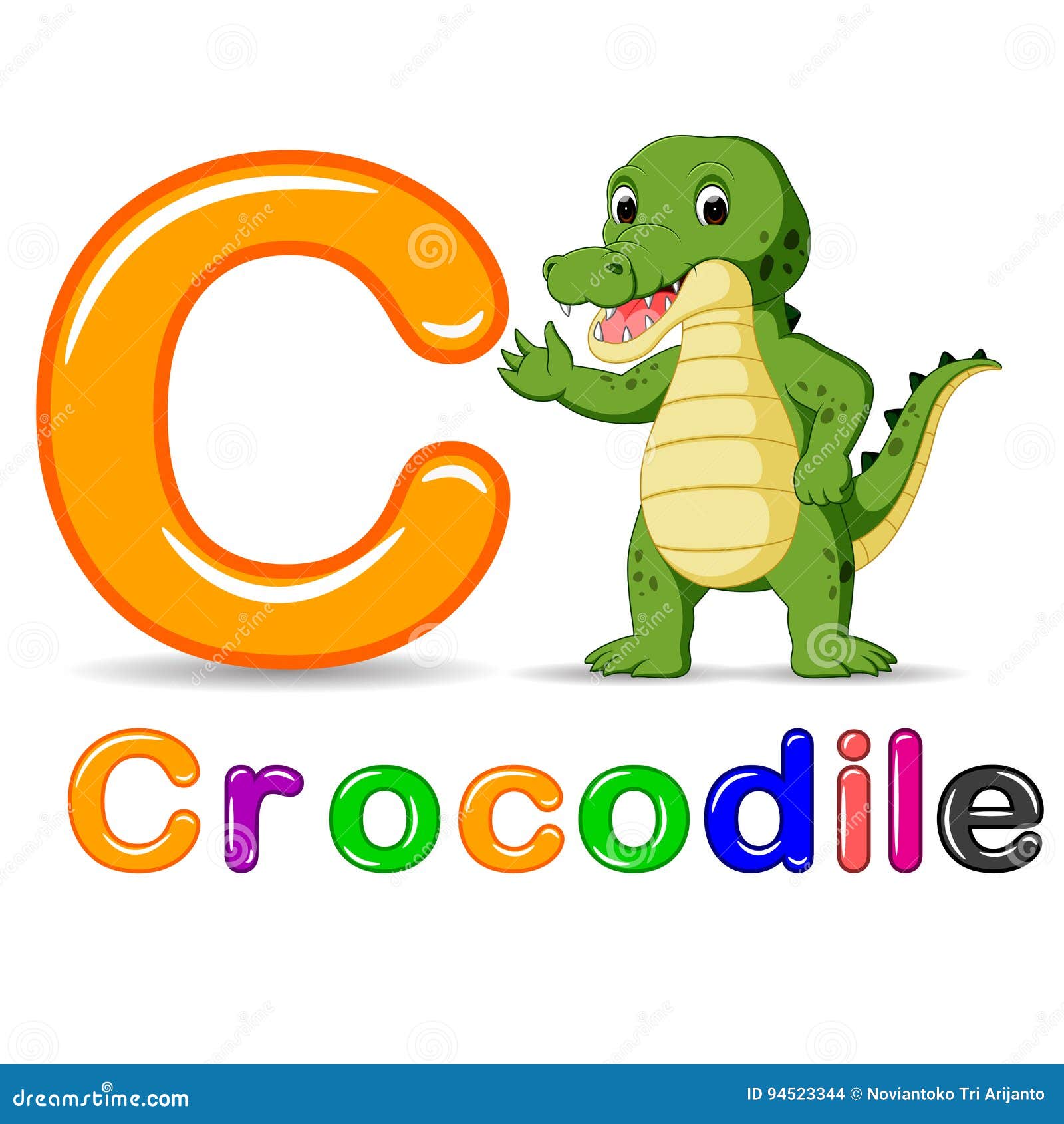 Alphabet C with Crocodile Cartoon Stock Vector - Illustration of ...