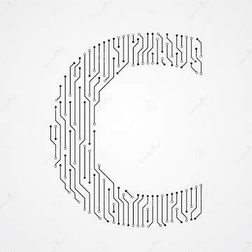 Alphabet C Shape Digital Line Design Stock Vector - Illustration of ...