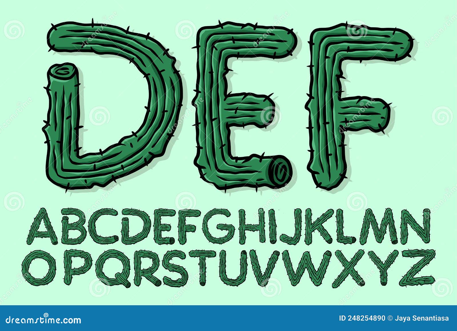 Alphabet Cactus Style Text Vector Stock Vector - Illustration of label ...