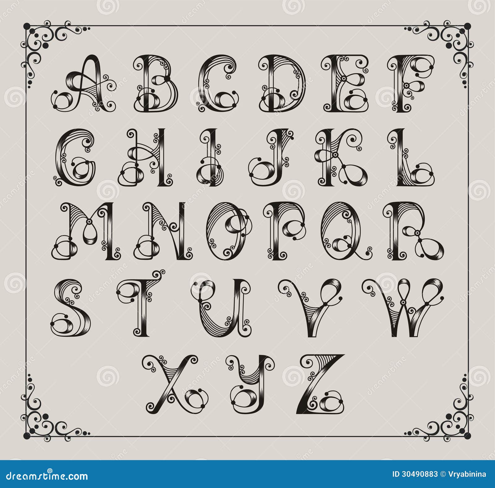 Alphabet calligraphique illustration de vecteur. Illustration du ...