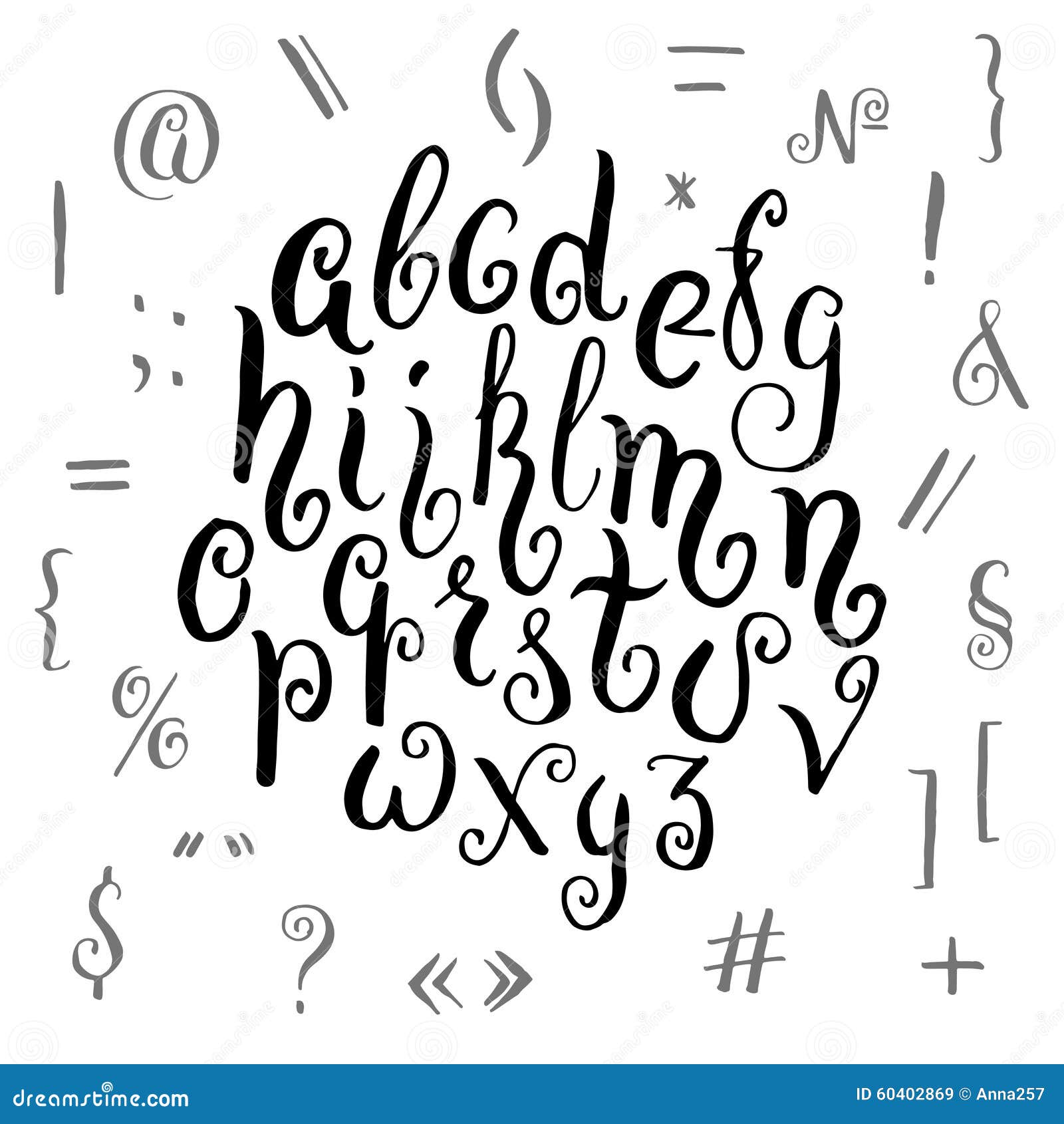 Alphabet in Calligraphy Brush Stock Vector - Illustration of artistic ...
