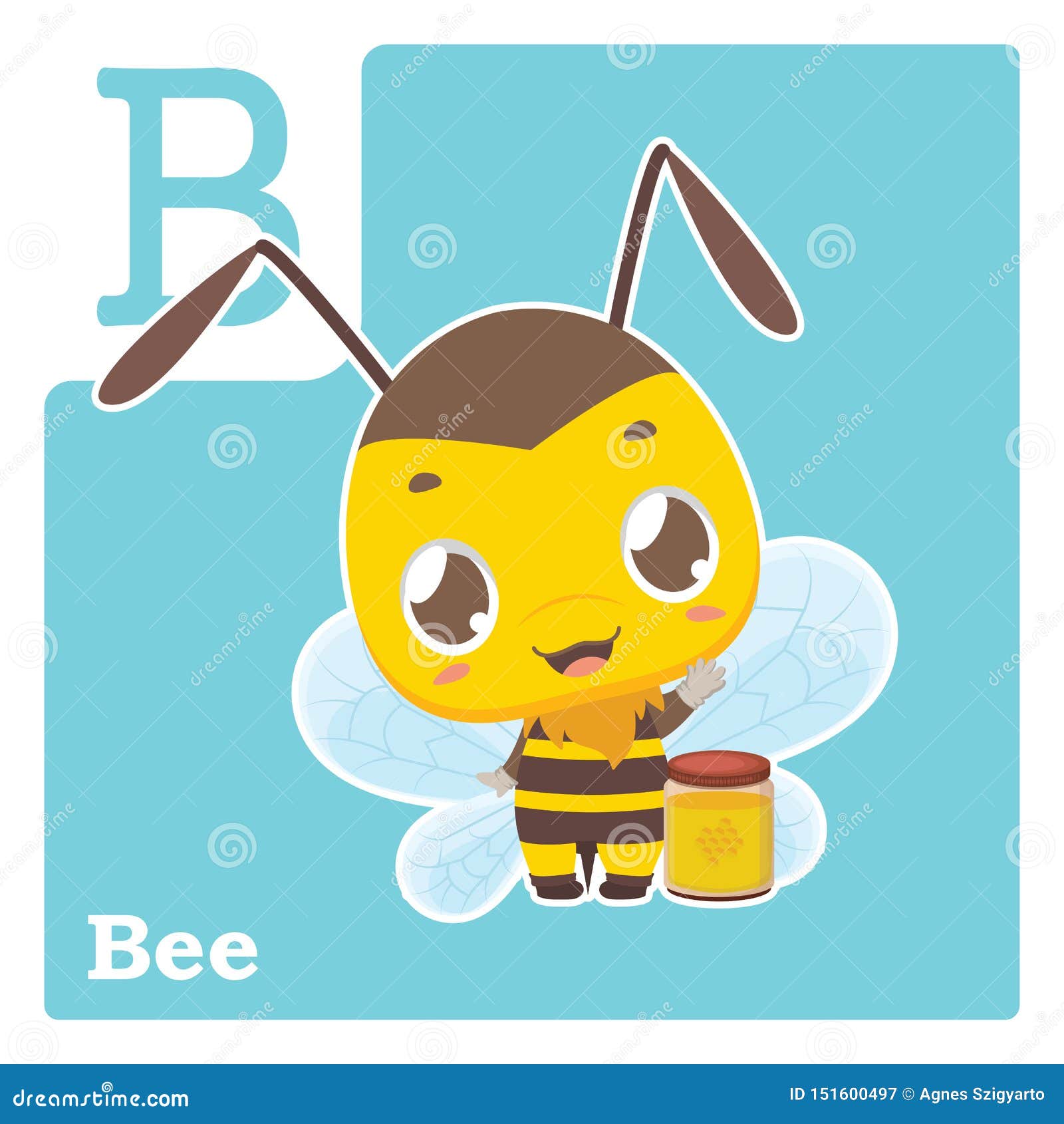 Alphabet Card with Letter B- Bee Stock Vector - Illustration of ...
