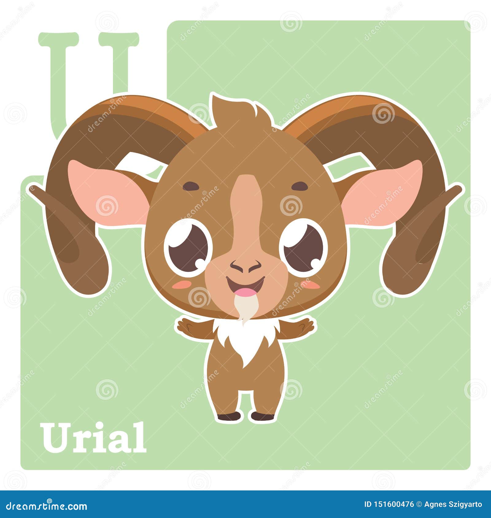 Alphabet Card with Letter U - Urial Stock Vector - Illustration of ...
