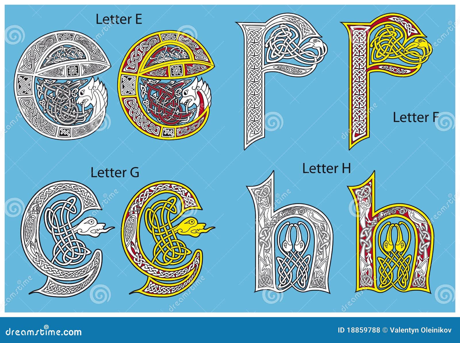 Alphabet celtique antique illustration de vecteur. Illustration du ...