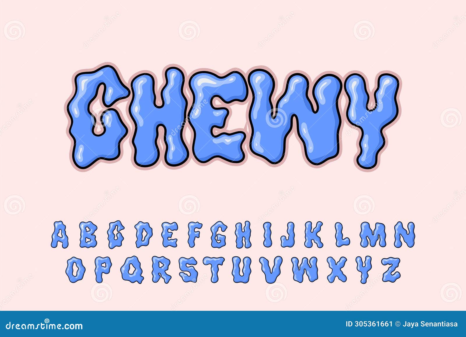 Alphabet Chewy Font Typeset Cartoon Vector Stock Illustration ...