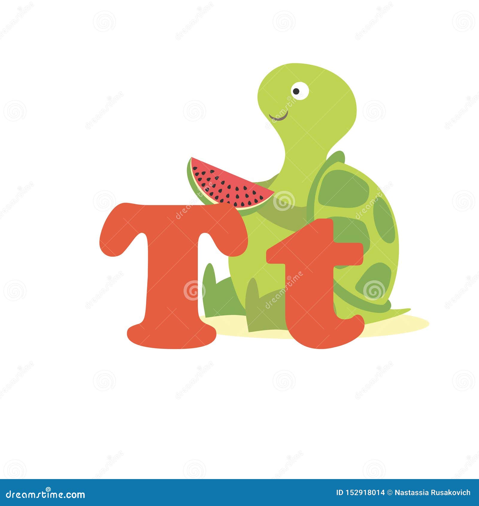 Alphabet for Children, Letter T, Turtle, Vector Illustration. Stock ...