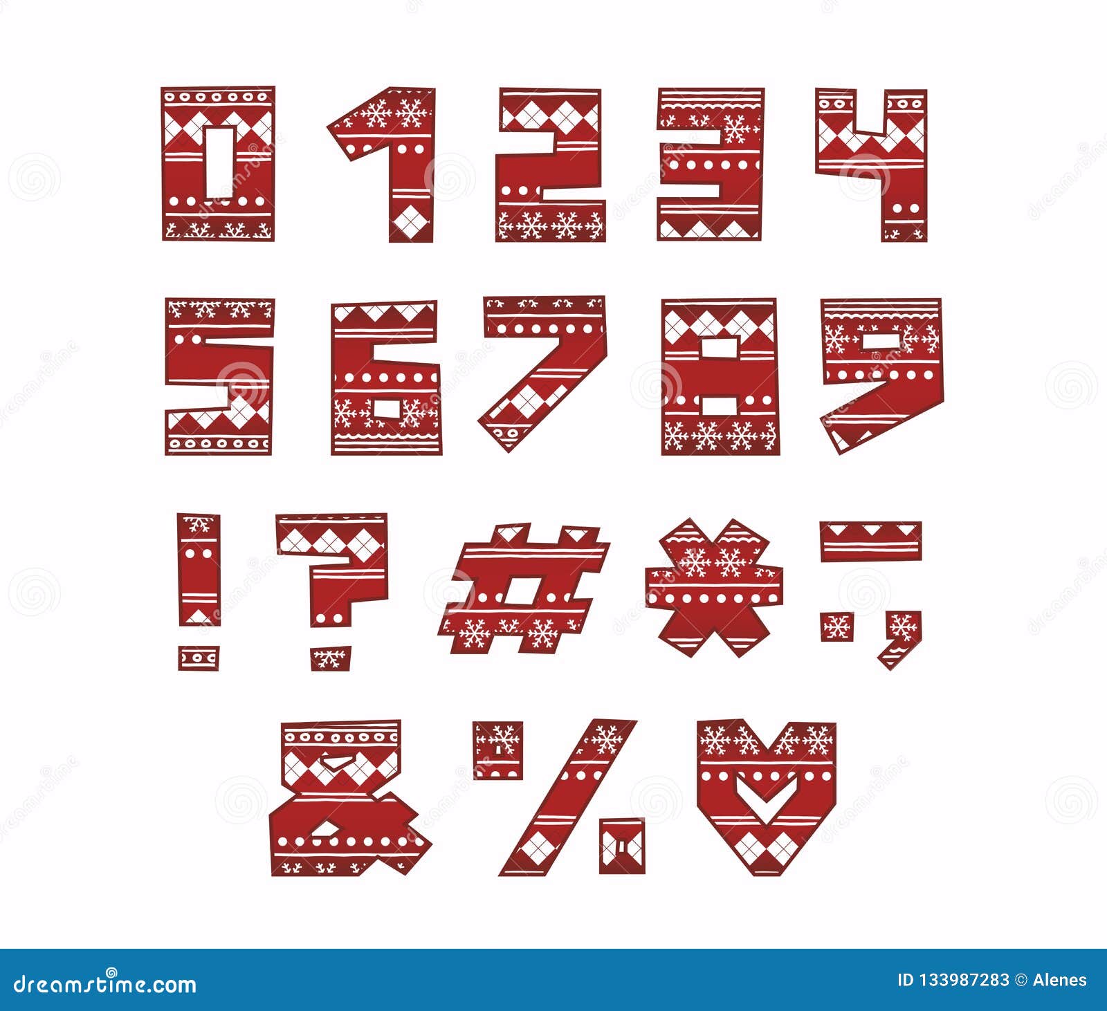 Alphabet Christmas Design. Numbers and Punctuation Marks. EPS 10 Stock ...