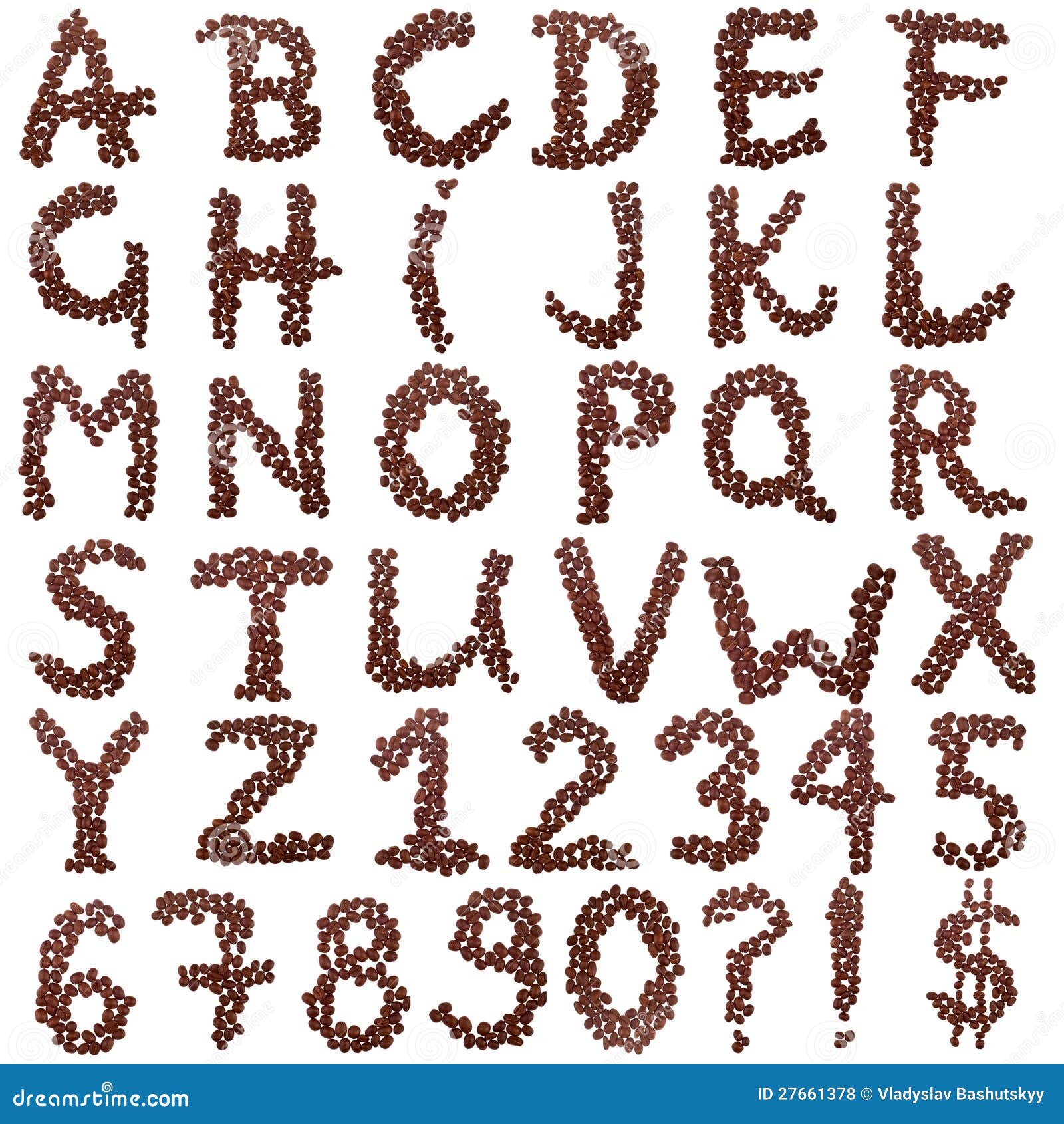 Alphabet from Coffee Beans. Isolated on White. Stock Photo - Image of ...