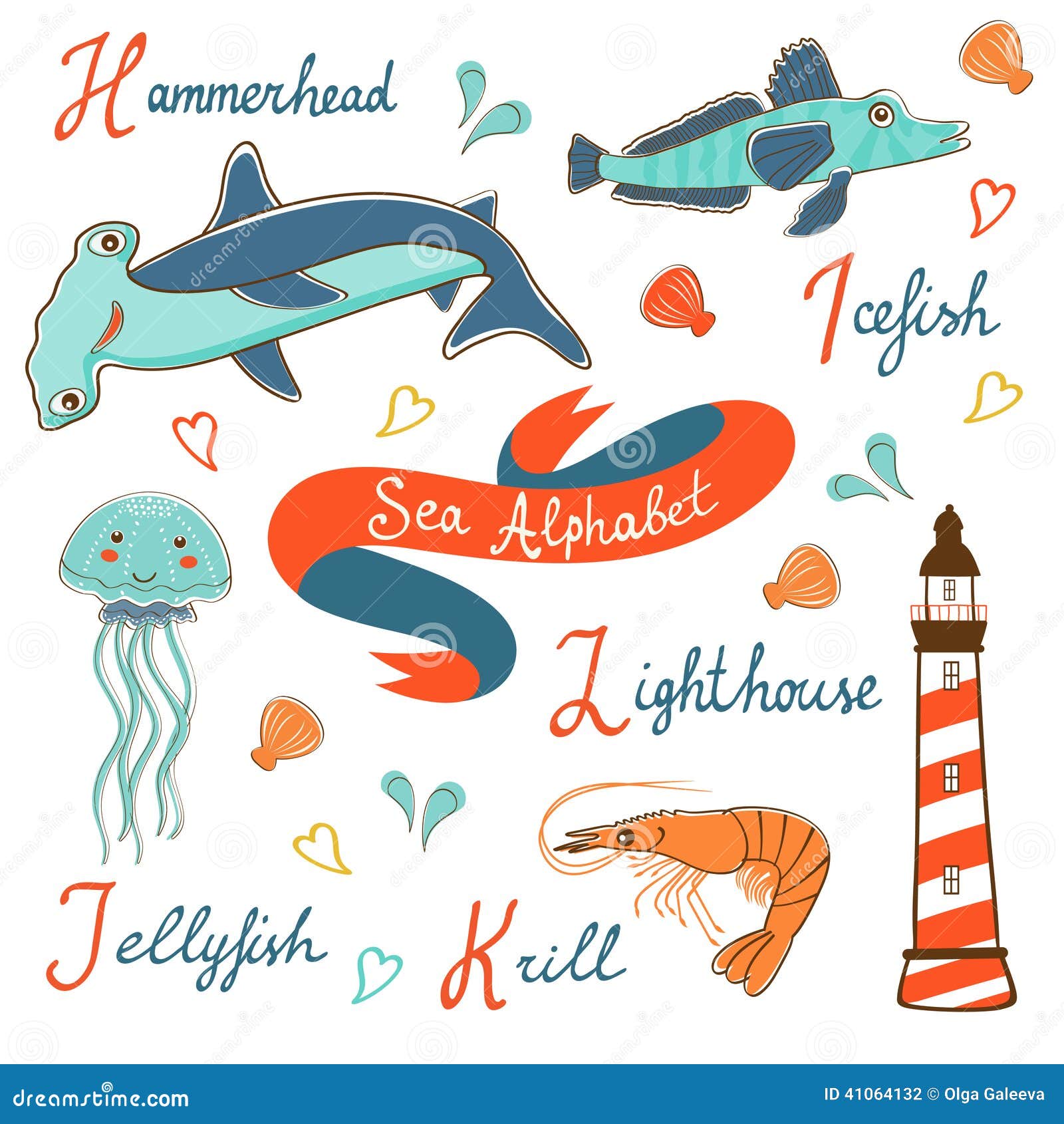 Alphabet Coloré Mignon De Mer Illustration de Vecteur - Illustration du ...