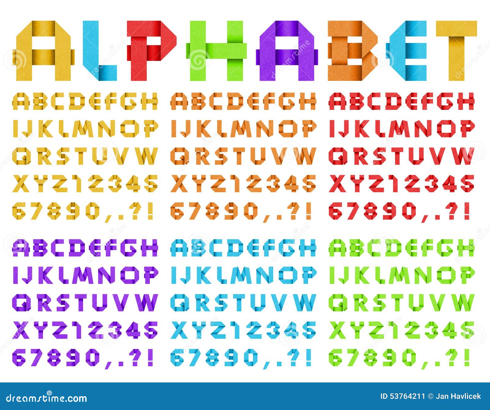 Alphabet from Colored Paper Stock Illustration - Illustration of font ...