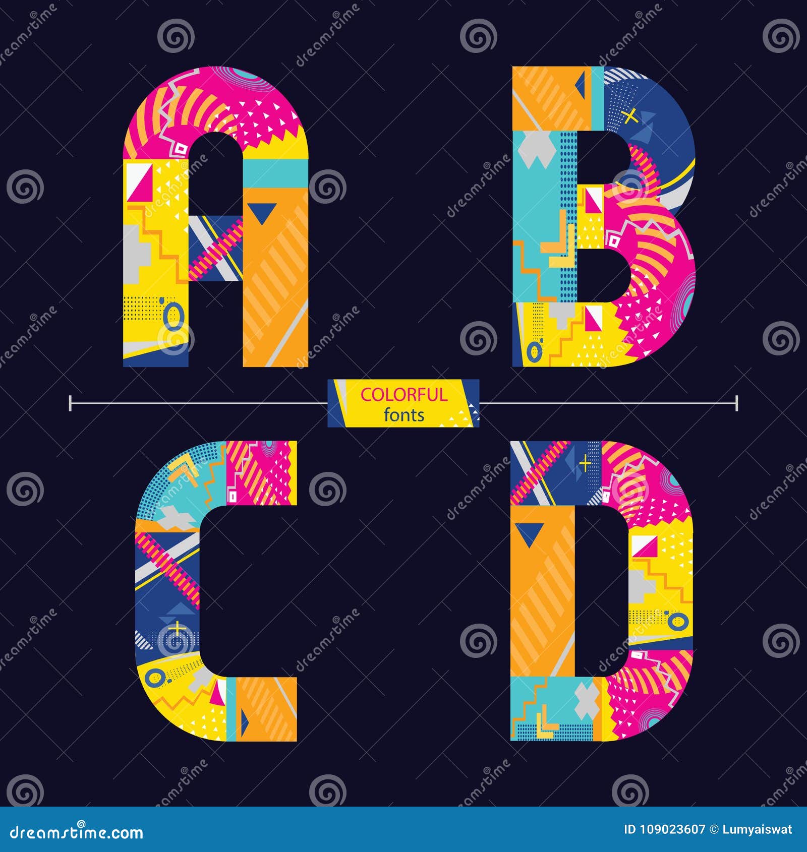 Alphabet Colorful Geometric Style in a Set ABCD Stock Vector ...