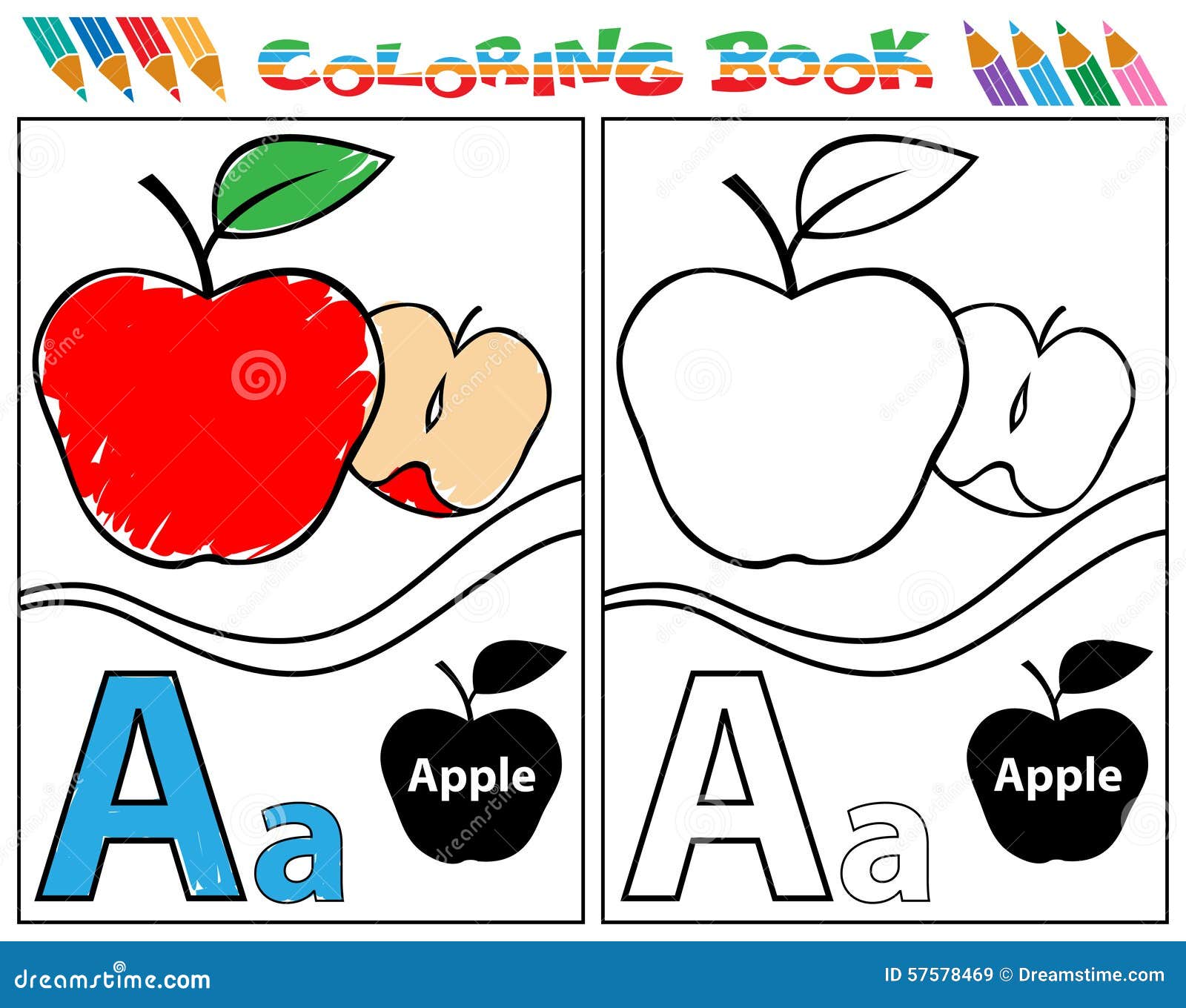 Alphabet colouring-a stock vector. Illustration of educational - 57578469