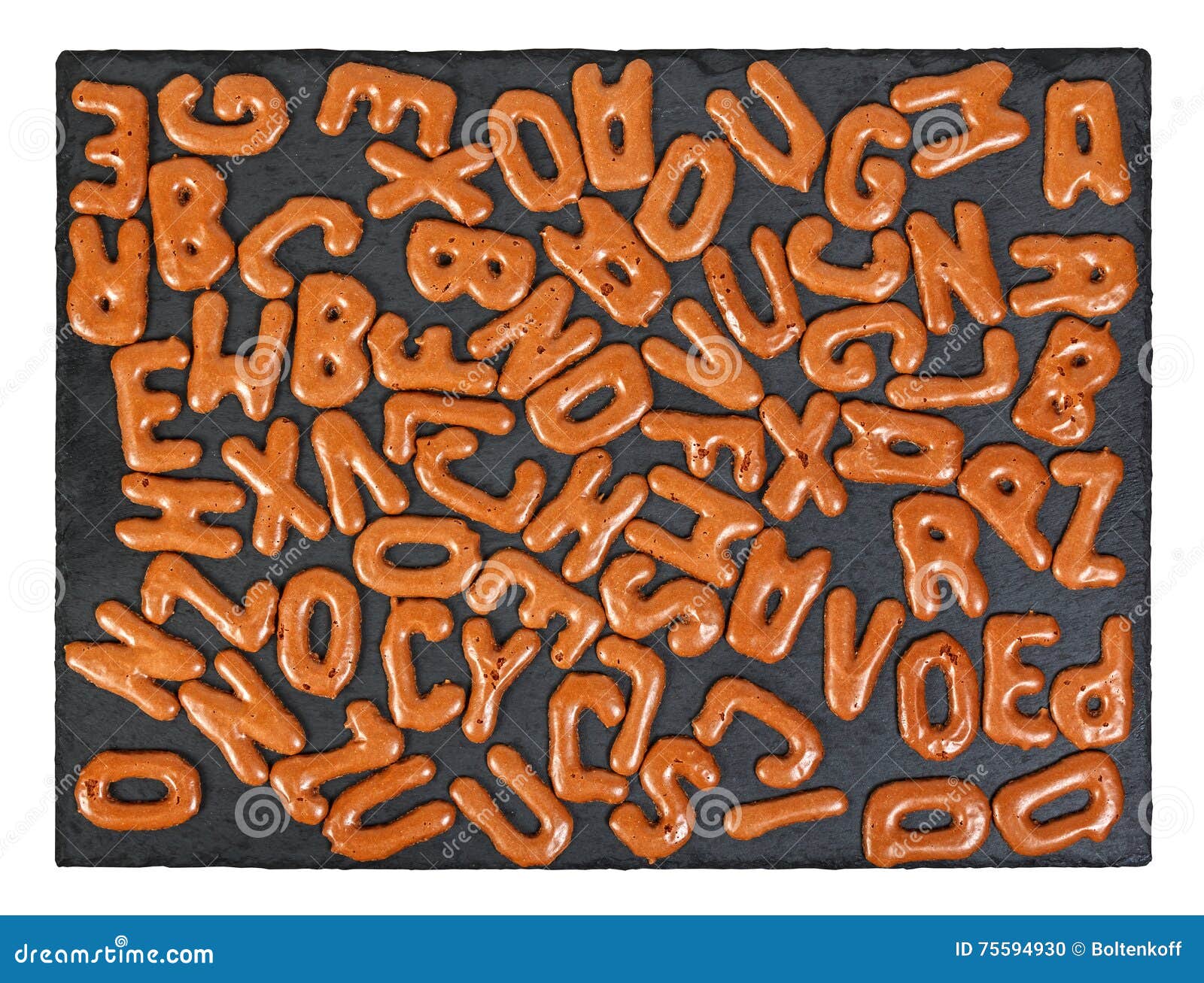 Alphabet Cookies on a Slate Plate Stock Photo - Image of font ...