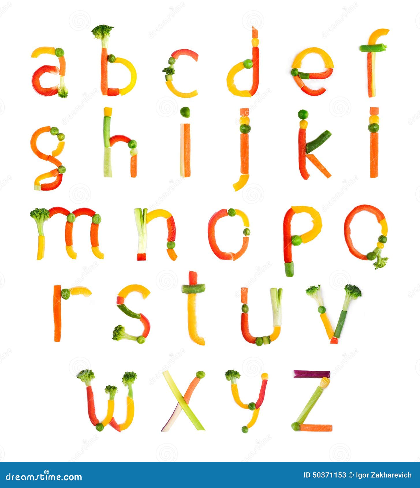 Alphabet Created by Vegetables Stock Image - Image of chopped, food ...