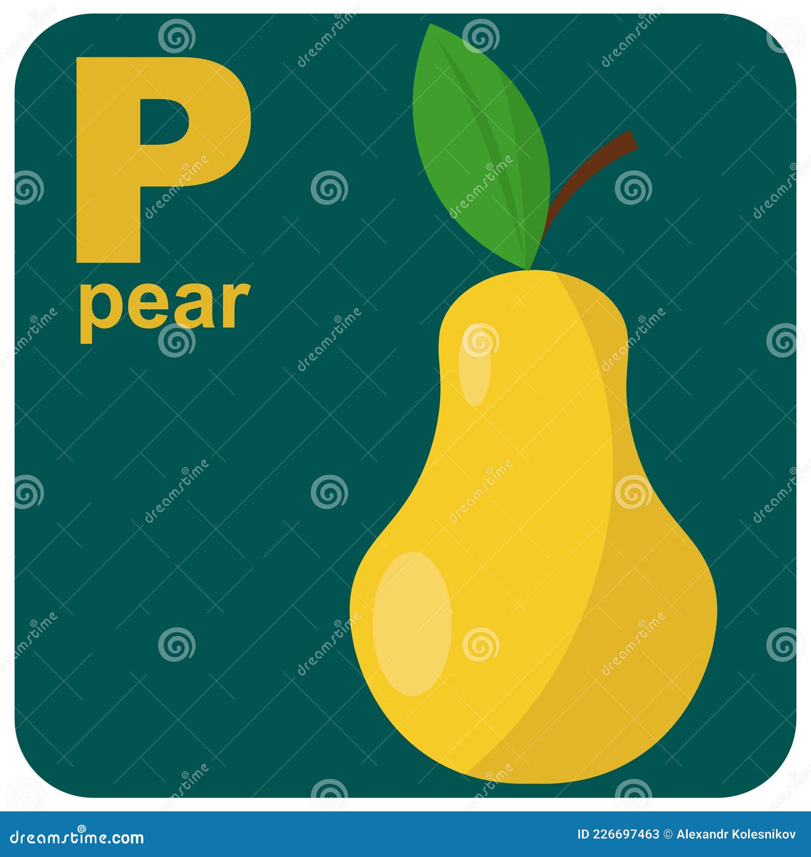 Pear And Letter P Coloring Page Vector Illustration | CartoonDealer.com ...