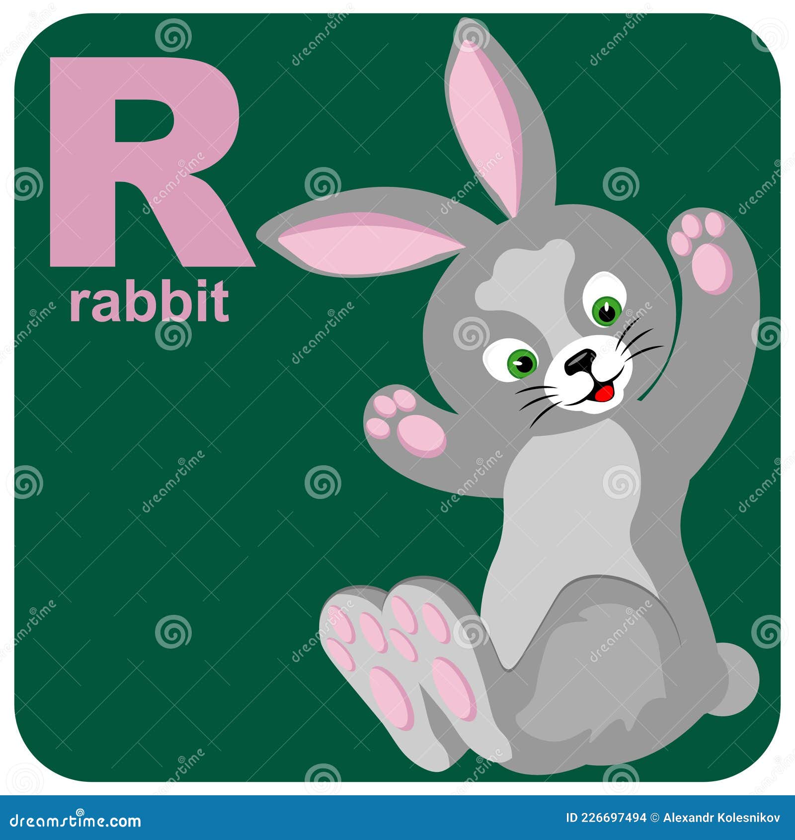 The Alphabet Cube With The Letter R Is A Rabbit. Vector Illustration On ...