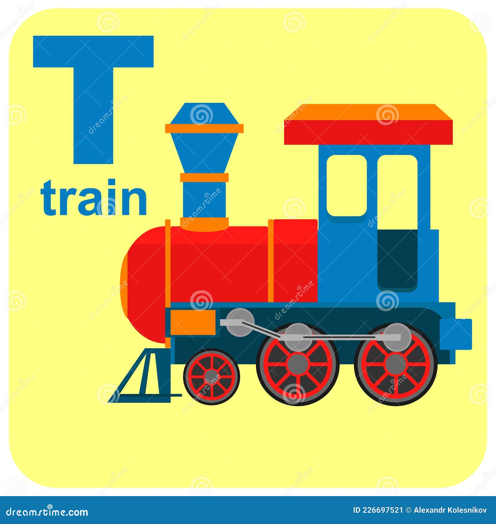 The Alphabet Cube with the Letter T Train. Vector Illustration on the ...