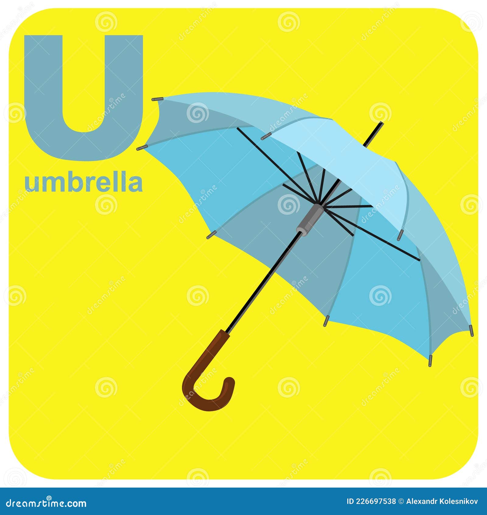 The Alphabet Cube with the Letter U is an Umbrella. Vector Illustration ...
