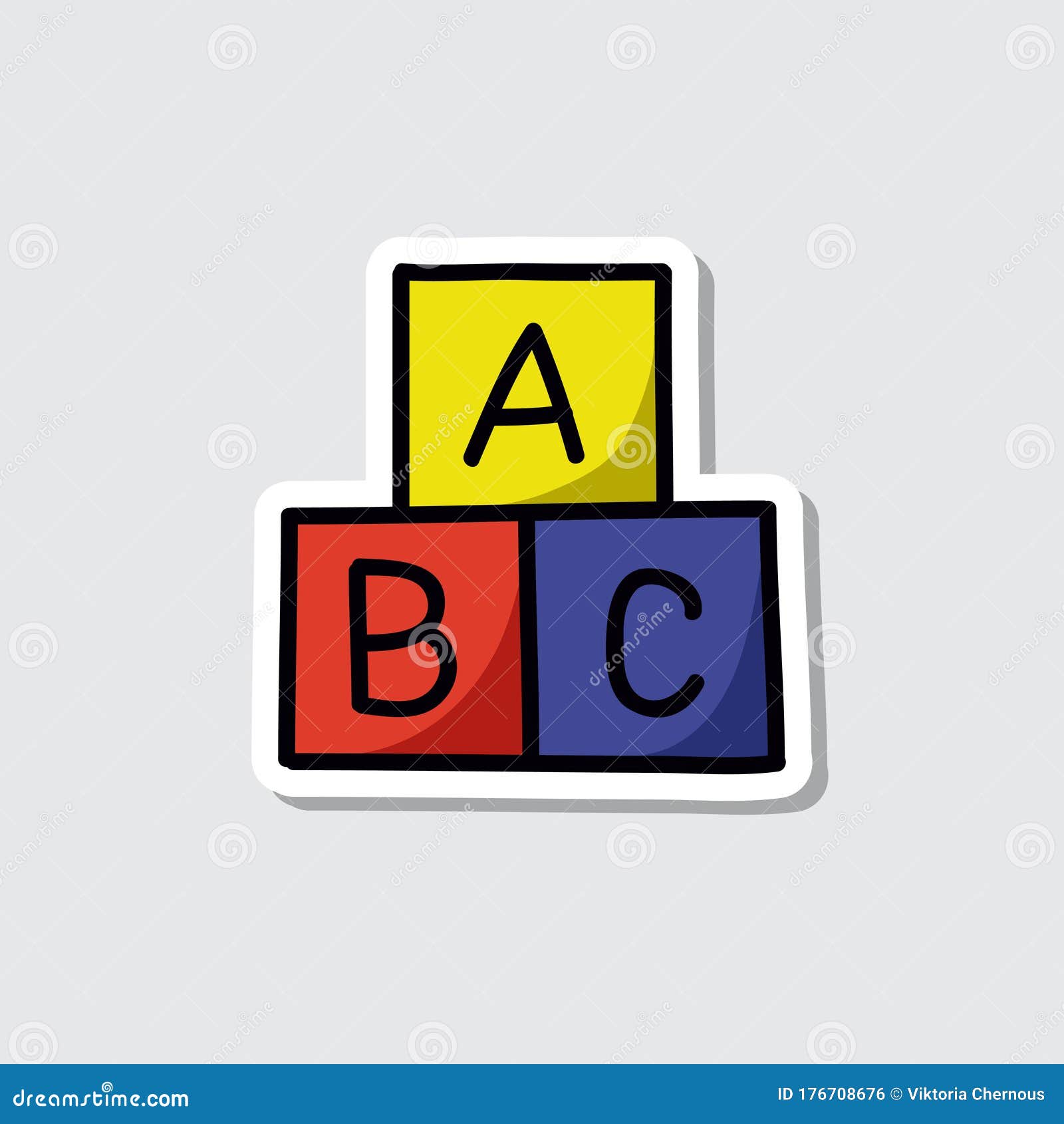 Alphabet Cubes Doodle Icon, Vector Illustration Stock Illustration ...