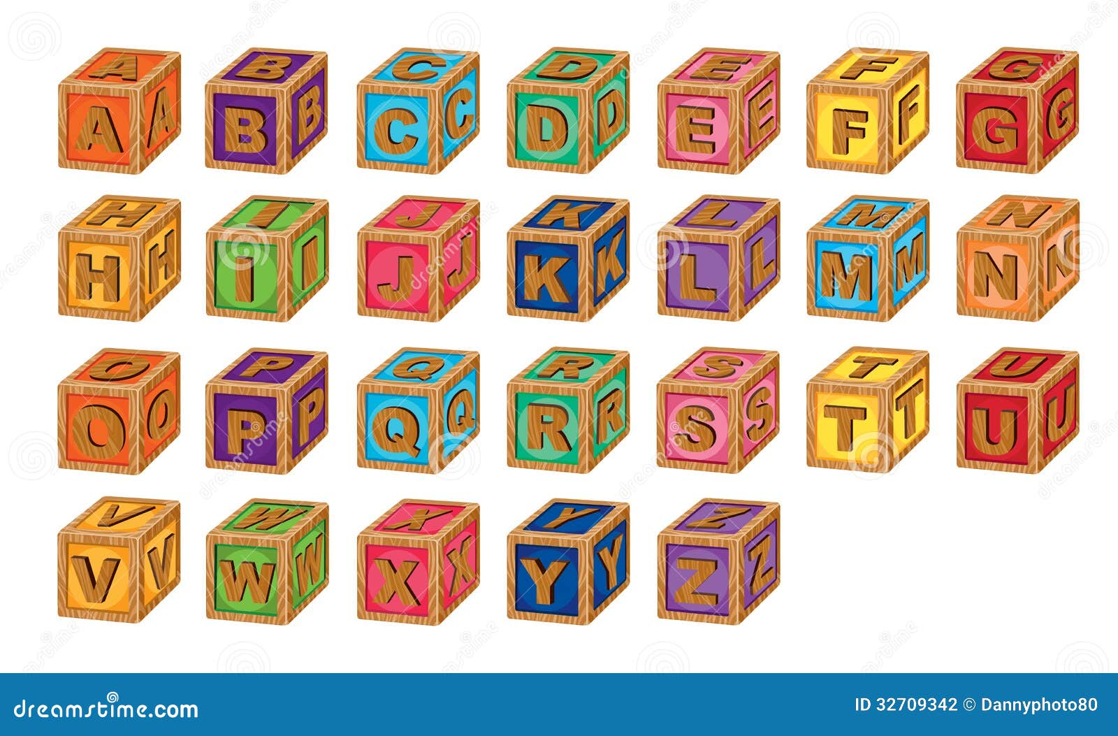 Alphabet cubes stock vector. Illustration of small, color - 32709342