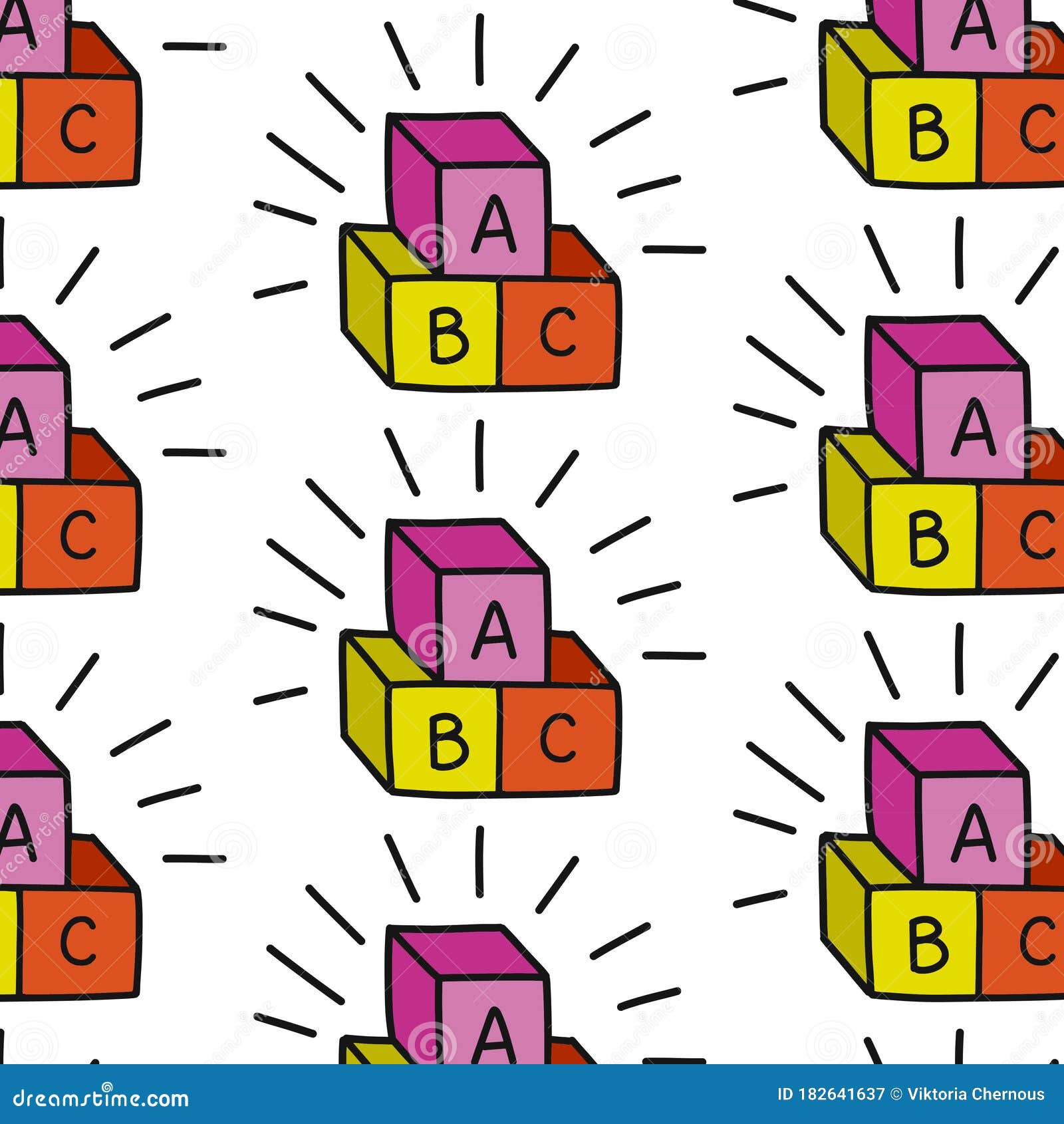 Alphabet Cubes Seamless Pattern, Vector Illustration Stock Illustration ...