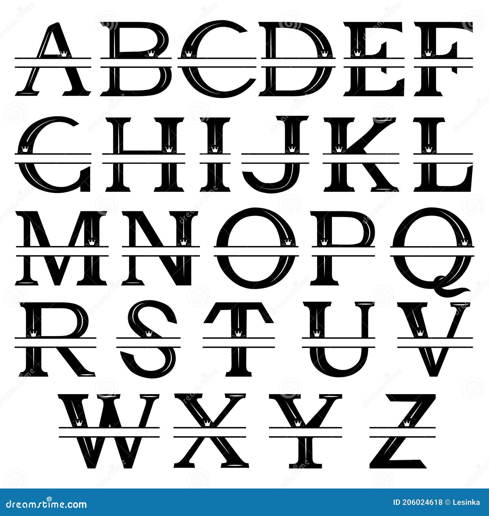 Alphabet with cut pattern stock vector. Illustration of power - 206024618