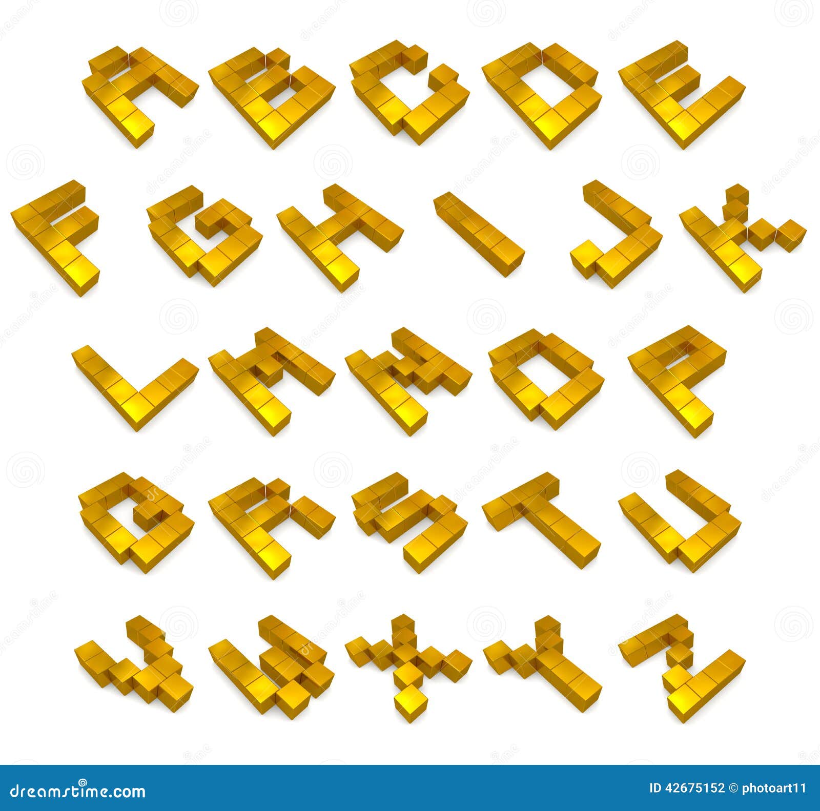Alphabet 3d cubic golden stock illustration. Illustration of design ...