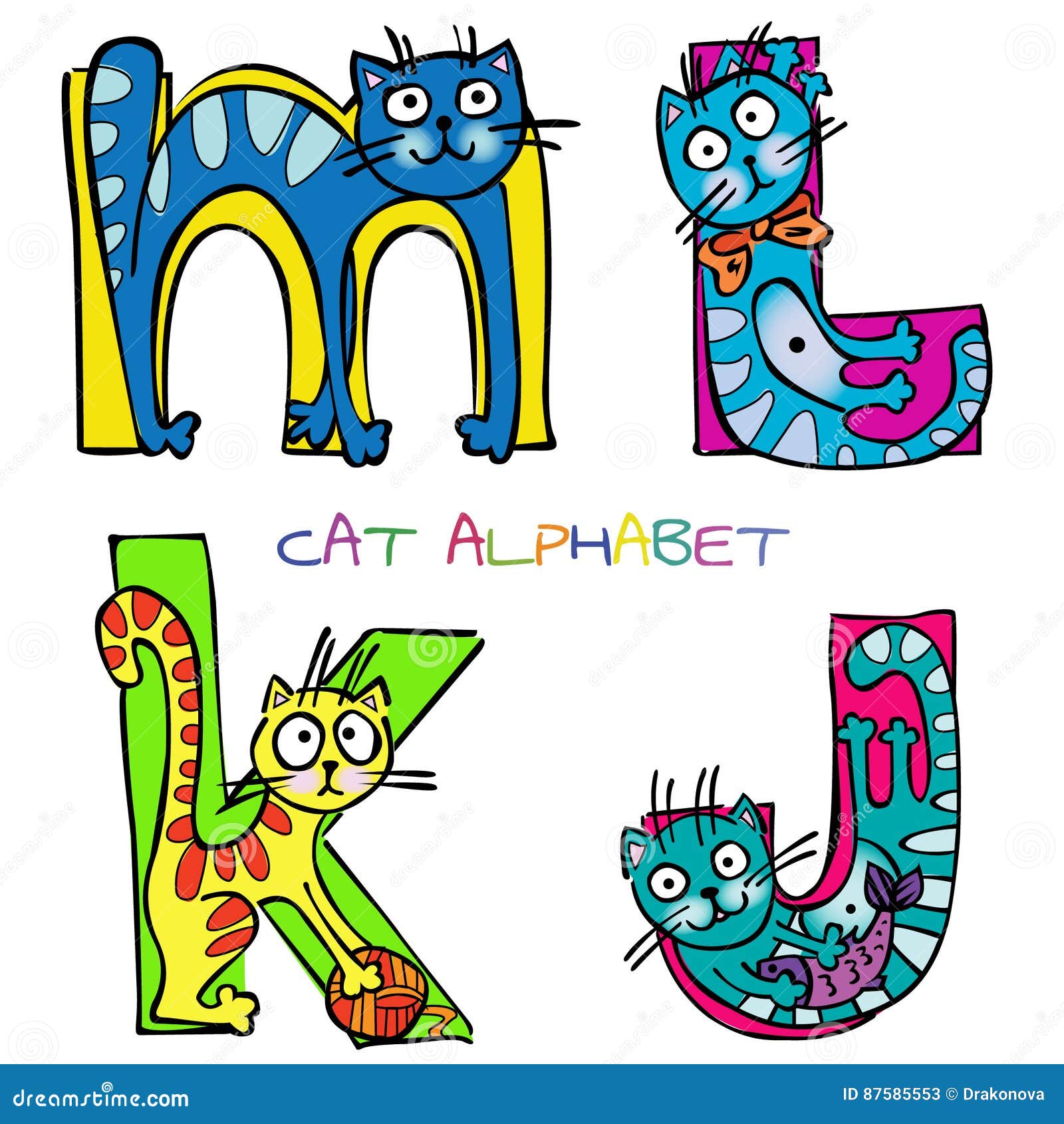 Alphabet de chat illustration de vecteur. Illustration du gros - 87585553