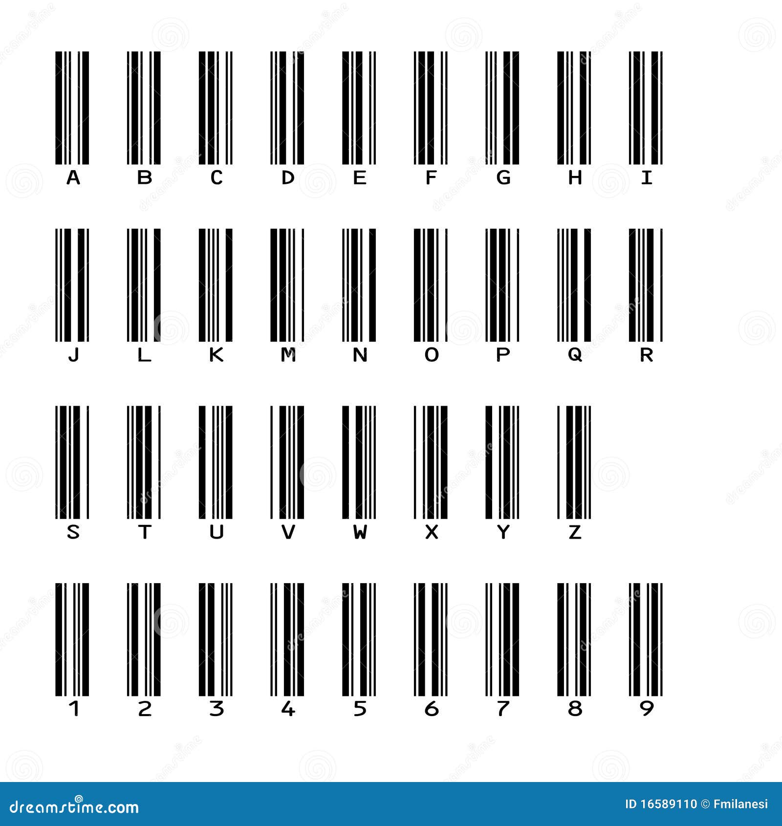 Alphabet De Code Barres Chiffres Illustration Stock - Image: 16589110