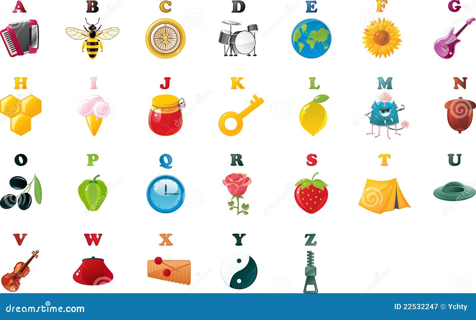 Alphabet De Livre D'ABC Avec Des Illustrations Illustration de Vecteur ...