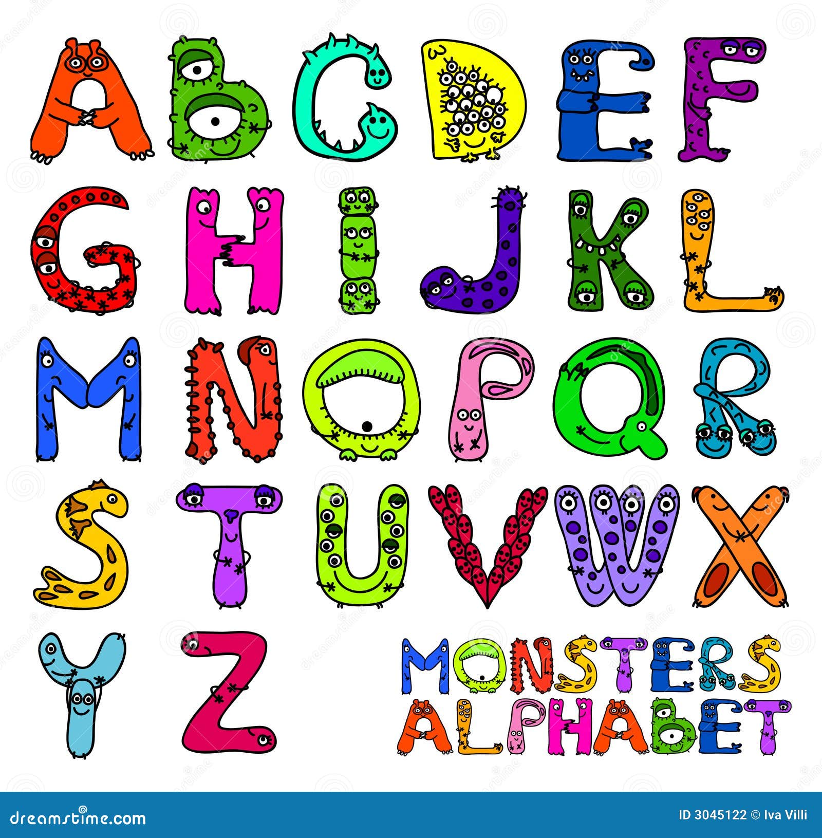 Alphabet de monstres illustration stock. Illustration du mignon - 3045122