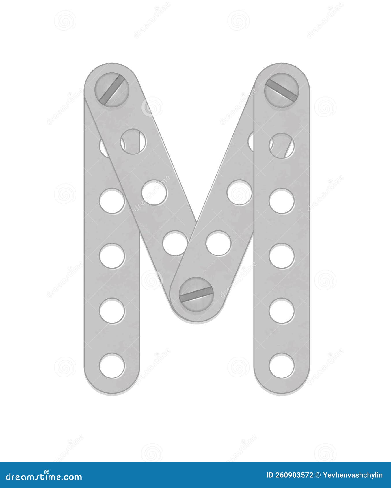 Alphabet from the Details of the Iron Constructor. Letter M Stock ...