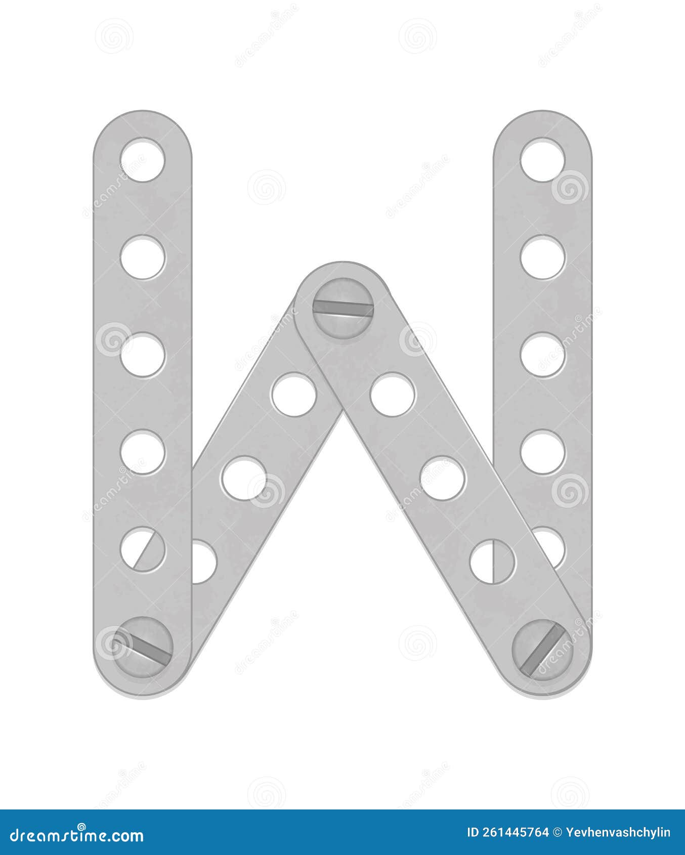 Alphabet from the Details of the Iron Constructor. Letter W Stock ...