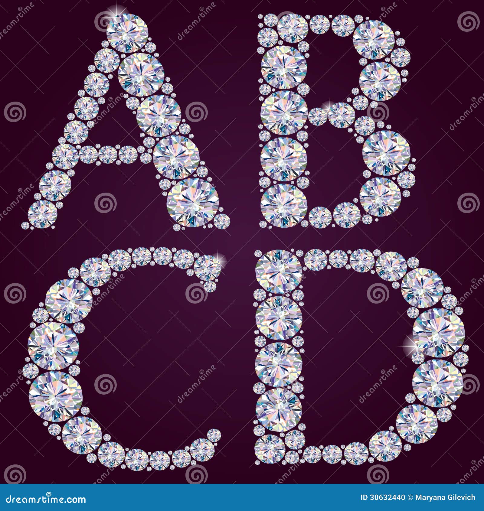 Alphabet of diamonds ABCD stock vector. Illustration of diamonds - 30632440