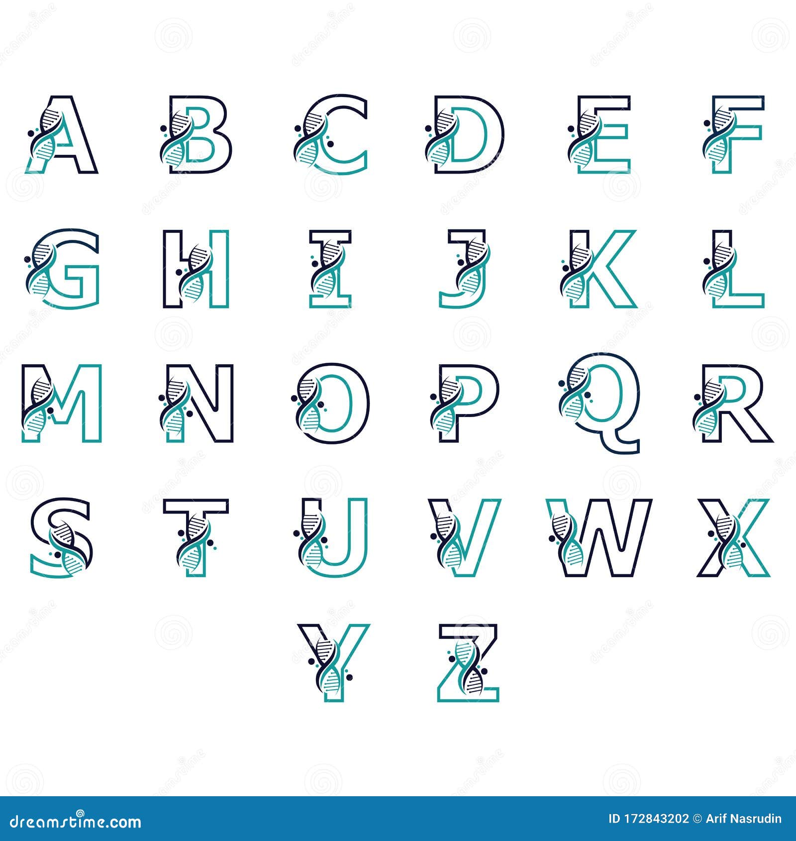 Alphabet with DNA Logo or Symbol Template Design Vector Stock ...