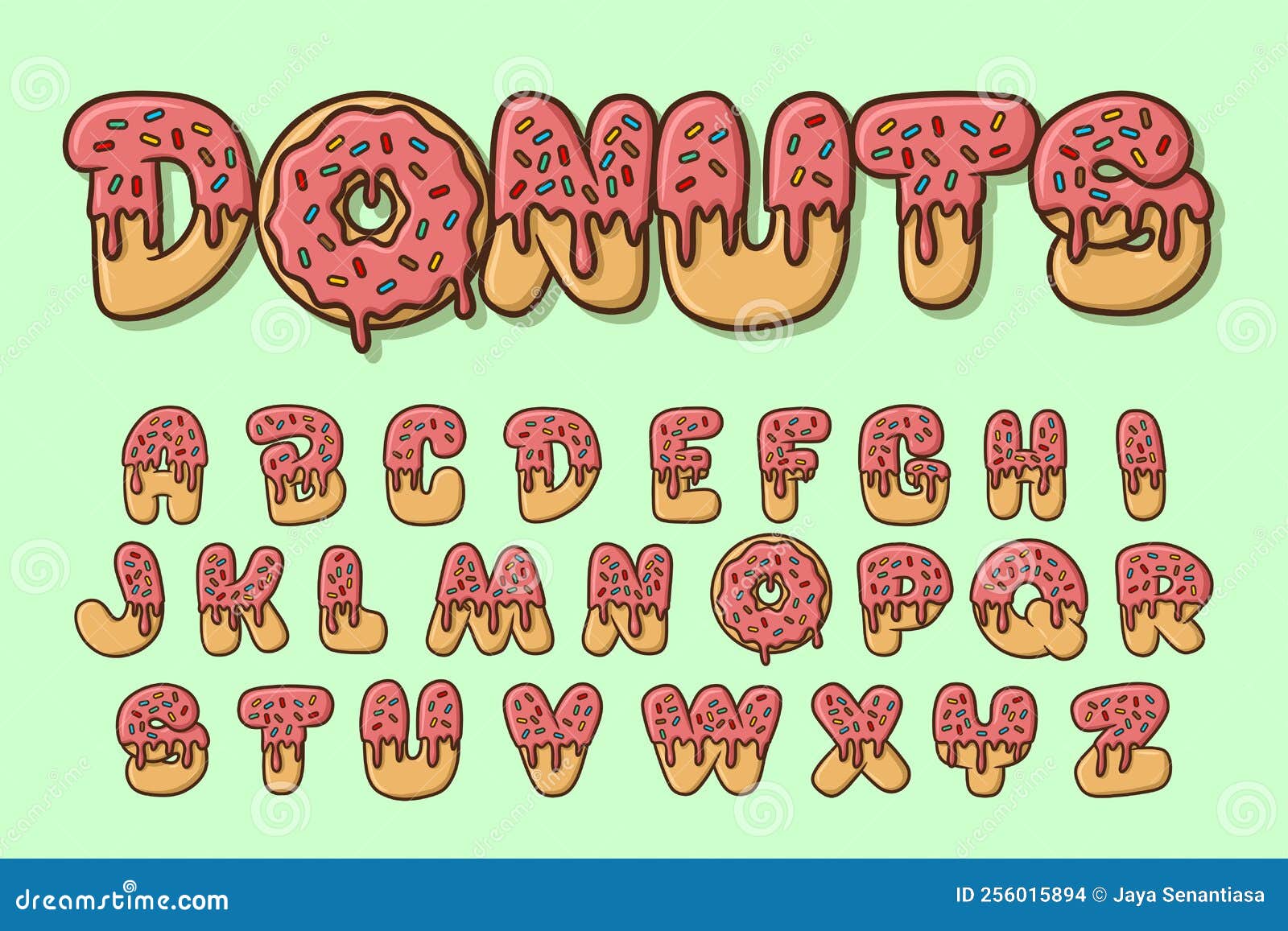 Alphabet Donuts Text Vector Letters Stock Vector - Illustration of ...