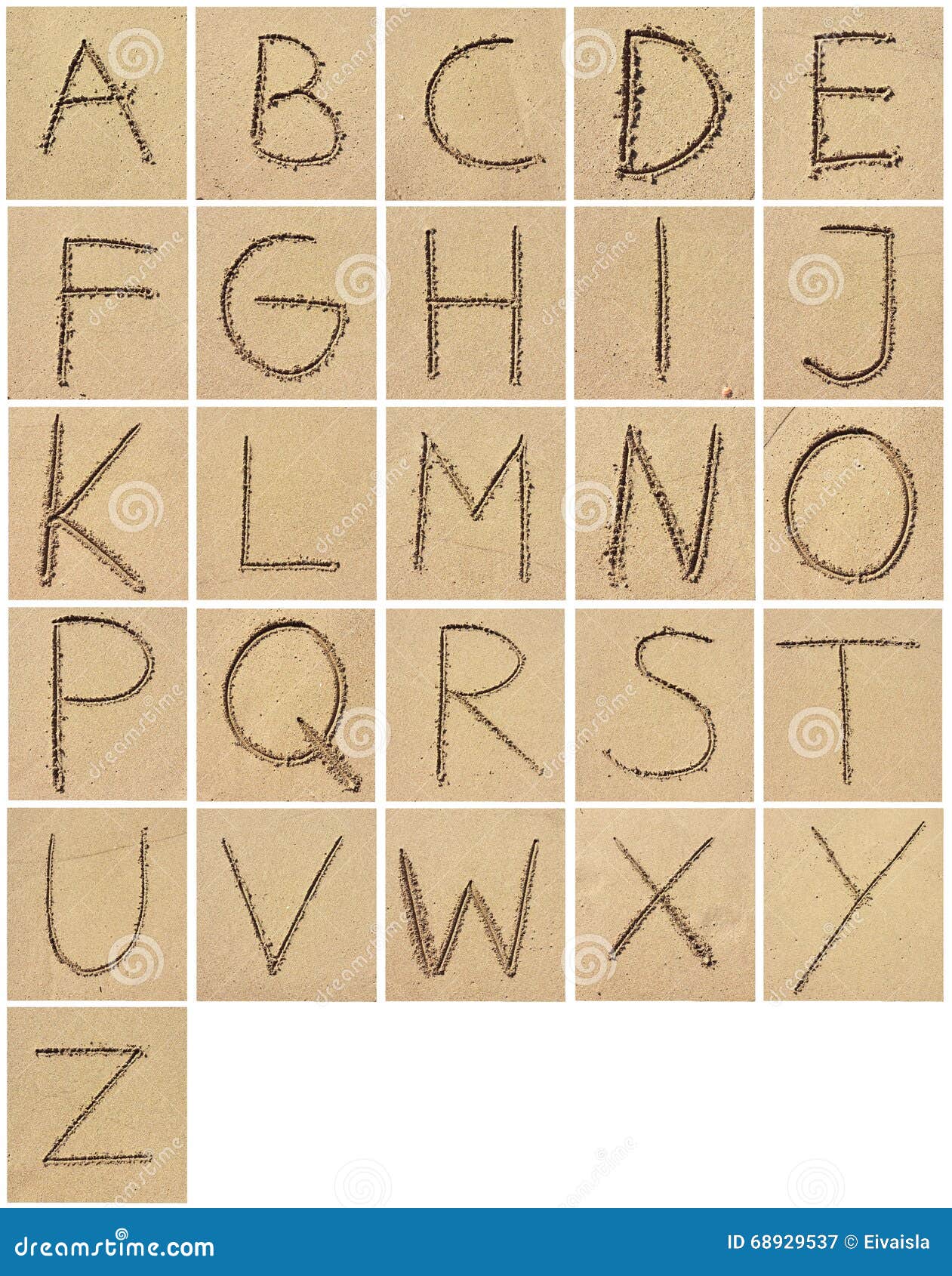 Alphabet Drawing or Writing in the Sand Stock Image - Image of order ...