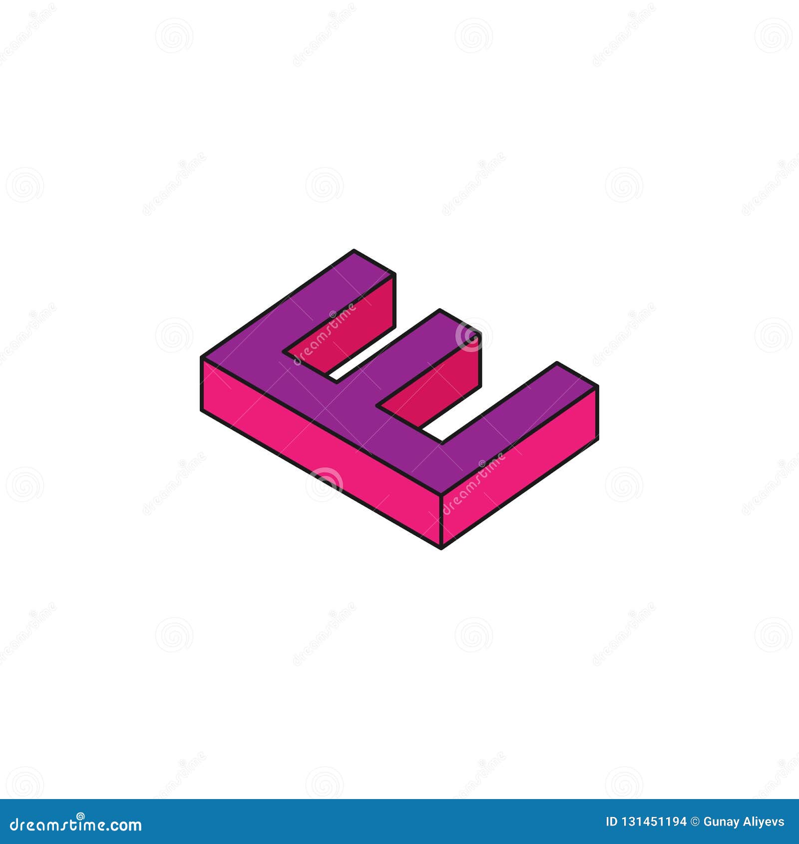 Alphabet E, 3D Colored Isometric Icon. Element of 3d Words and Symbols ...