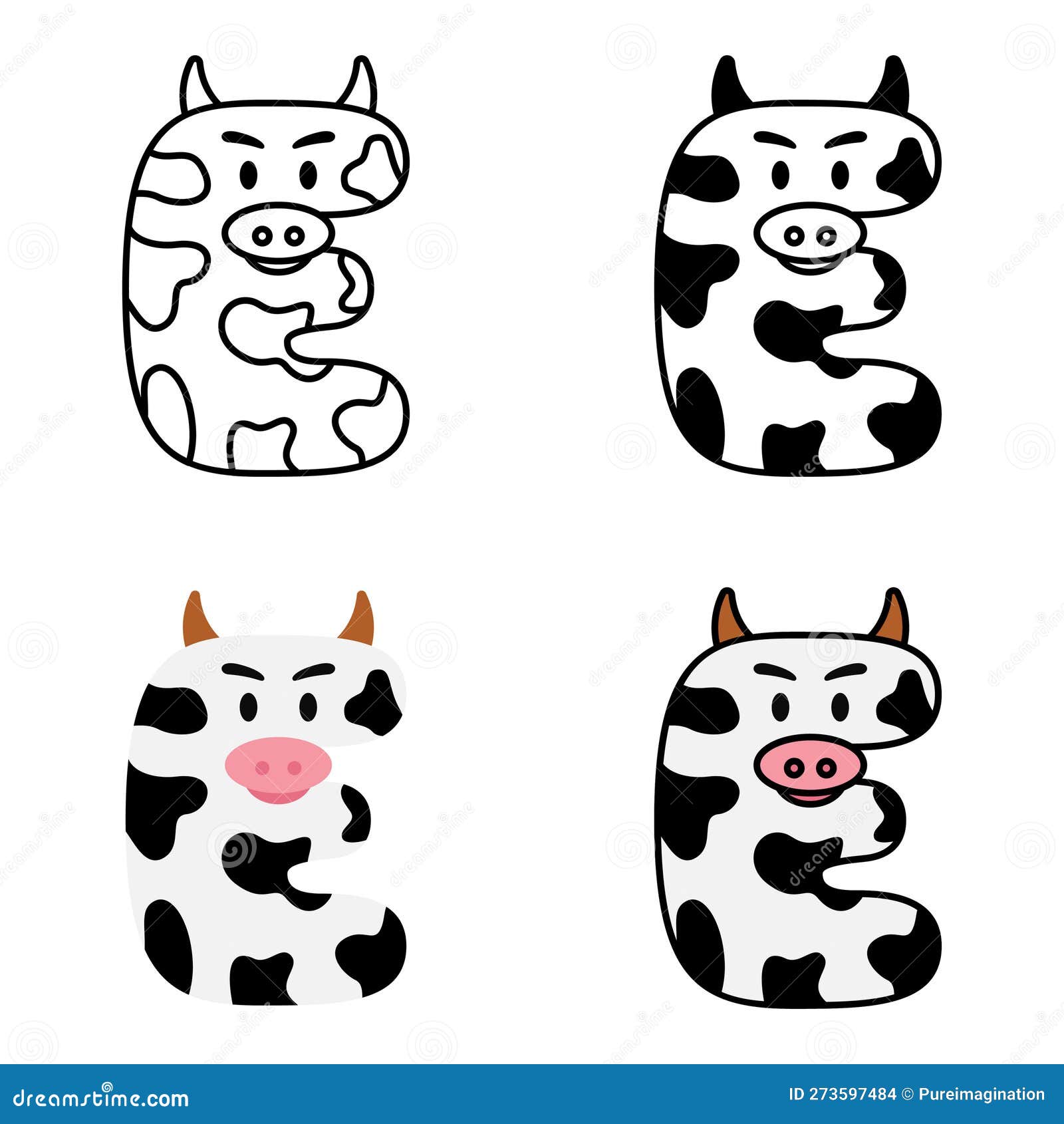 Alphabet E in Flat Style Isolated Stock Vector - Illustration of funny ...