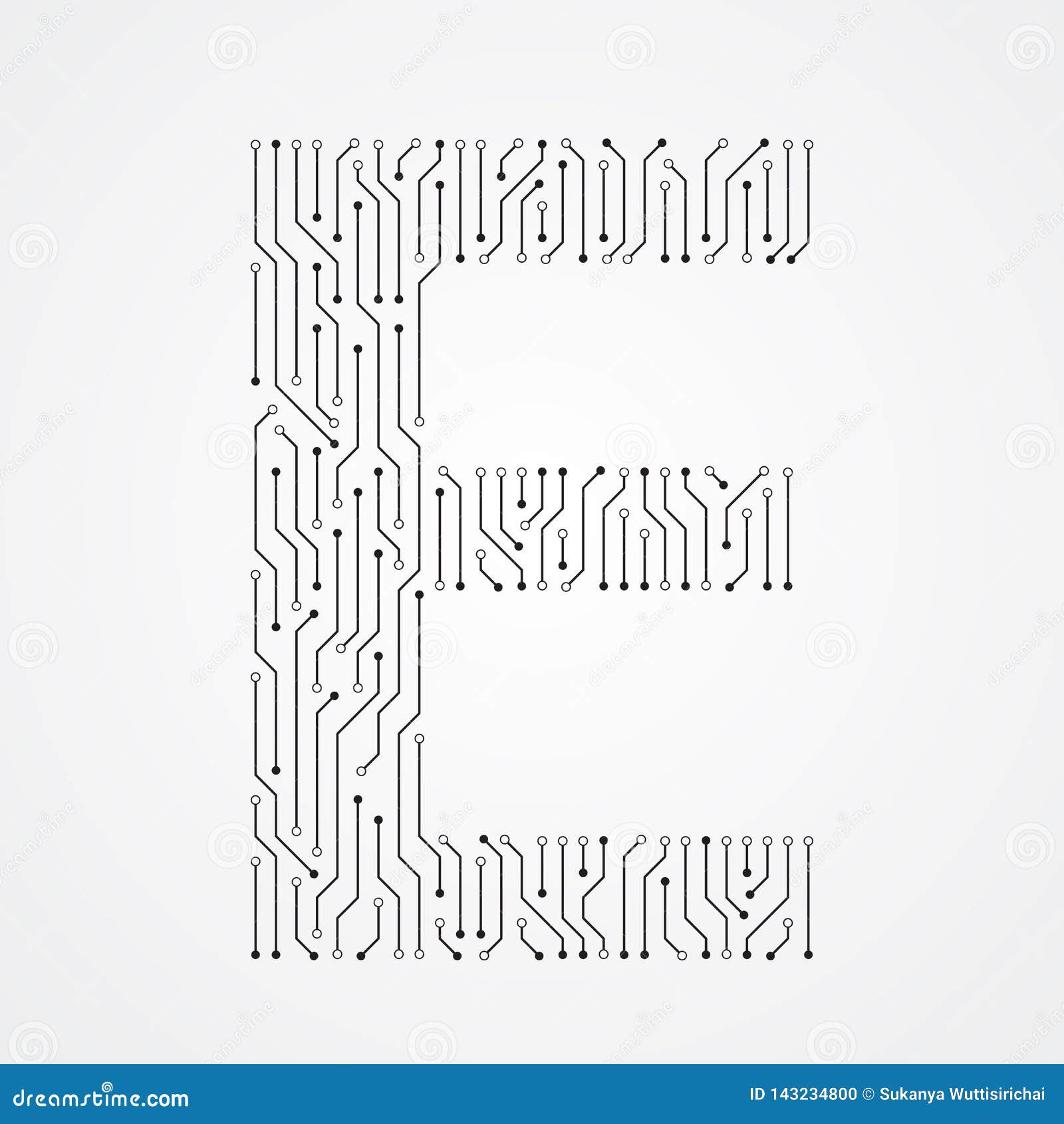 Alphabet E Shape Digital Line Design Stock Vector - Illustration of ...