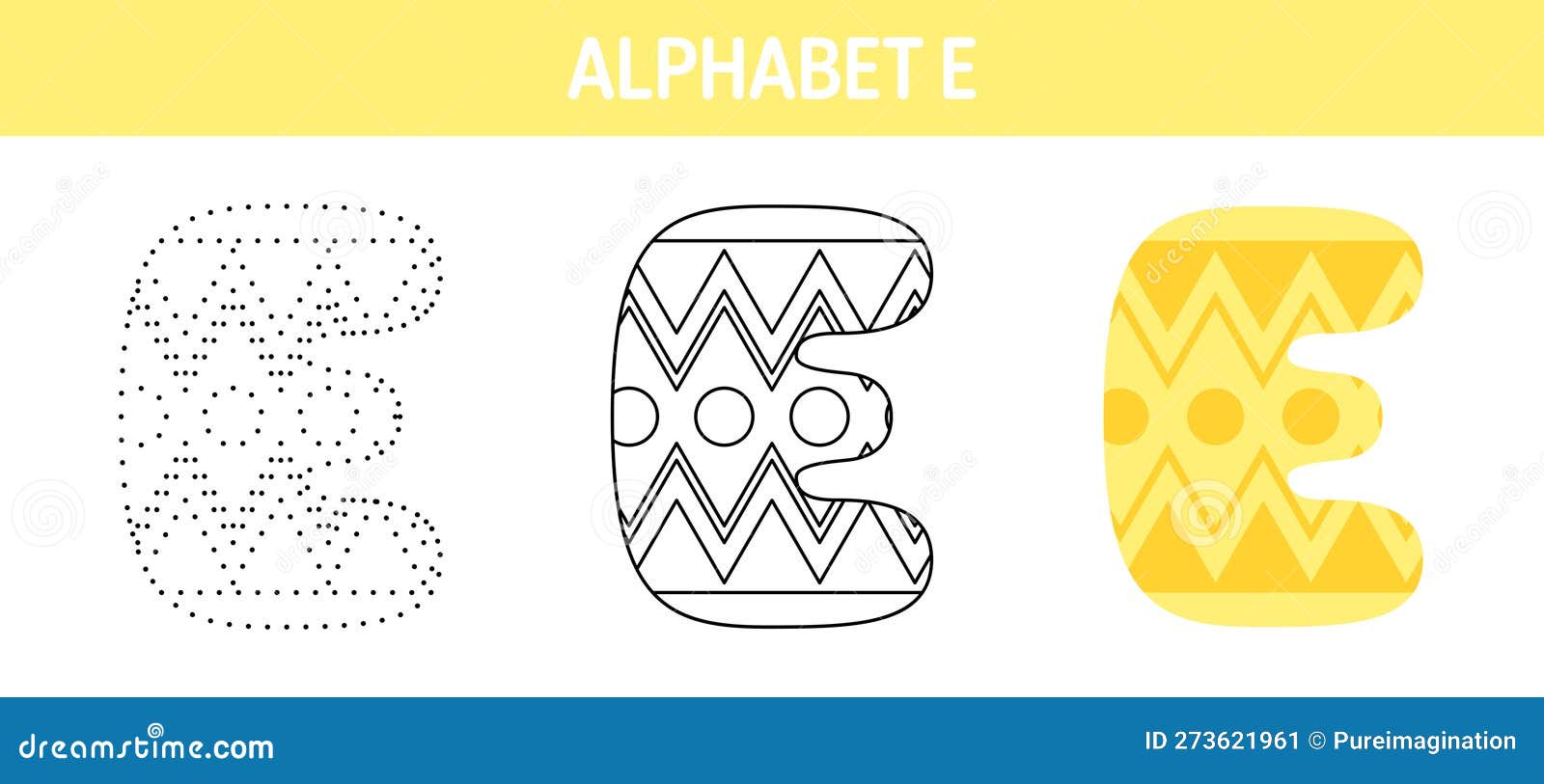 Alphabet E Tracing and Coloring Worksheet for Kids Stock Vector ...