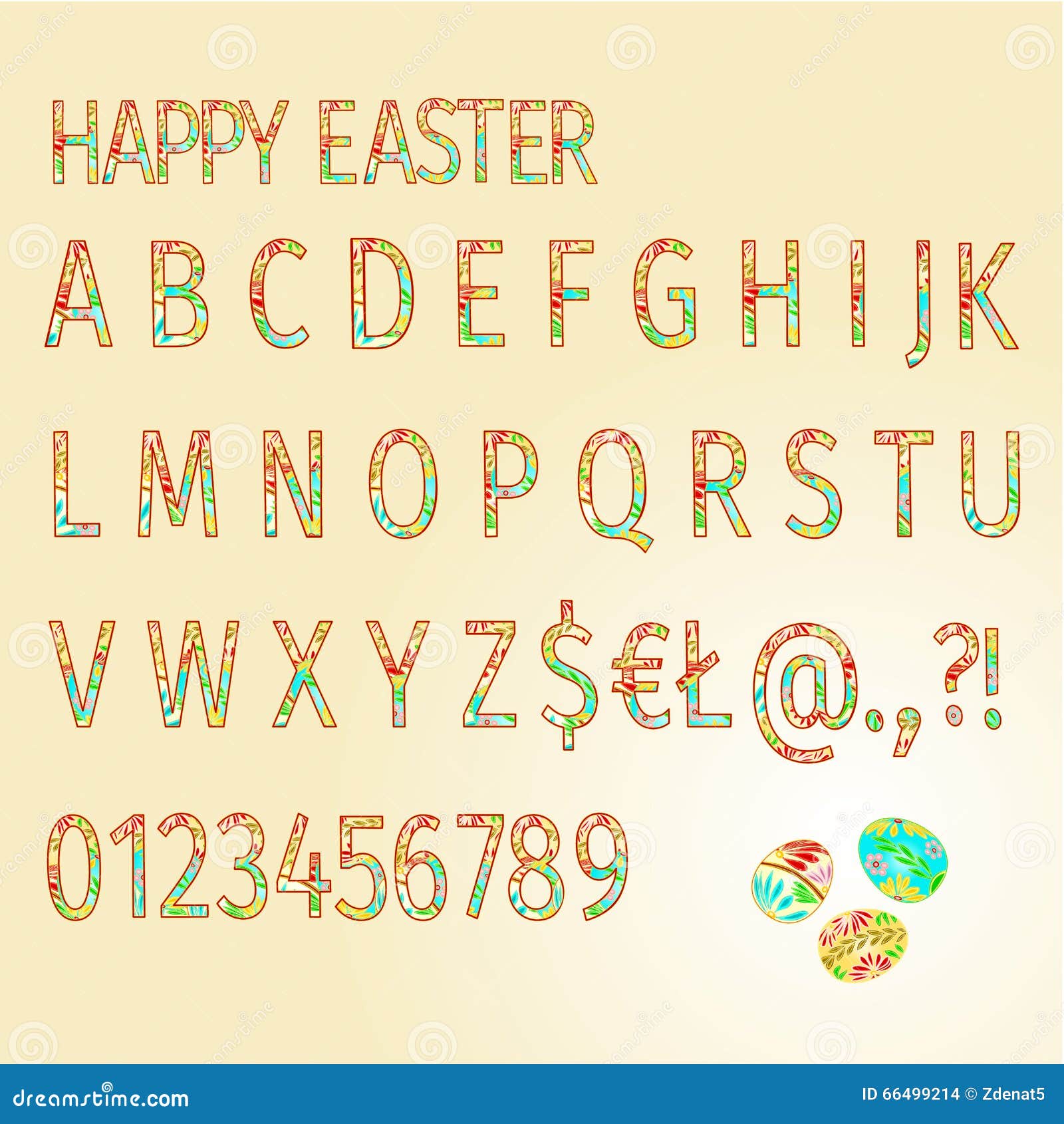 Alphabet of Easter Eggs Happy Easter Vector Stock Vector - Illustration ...