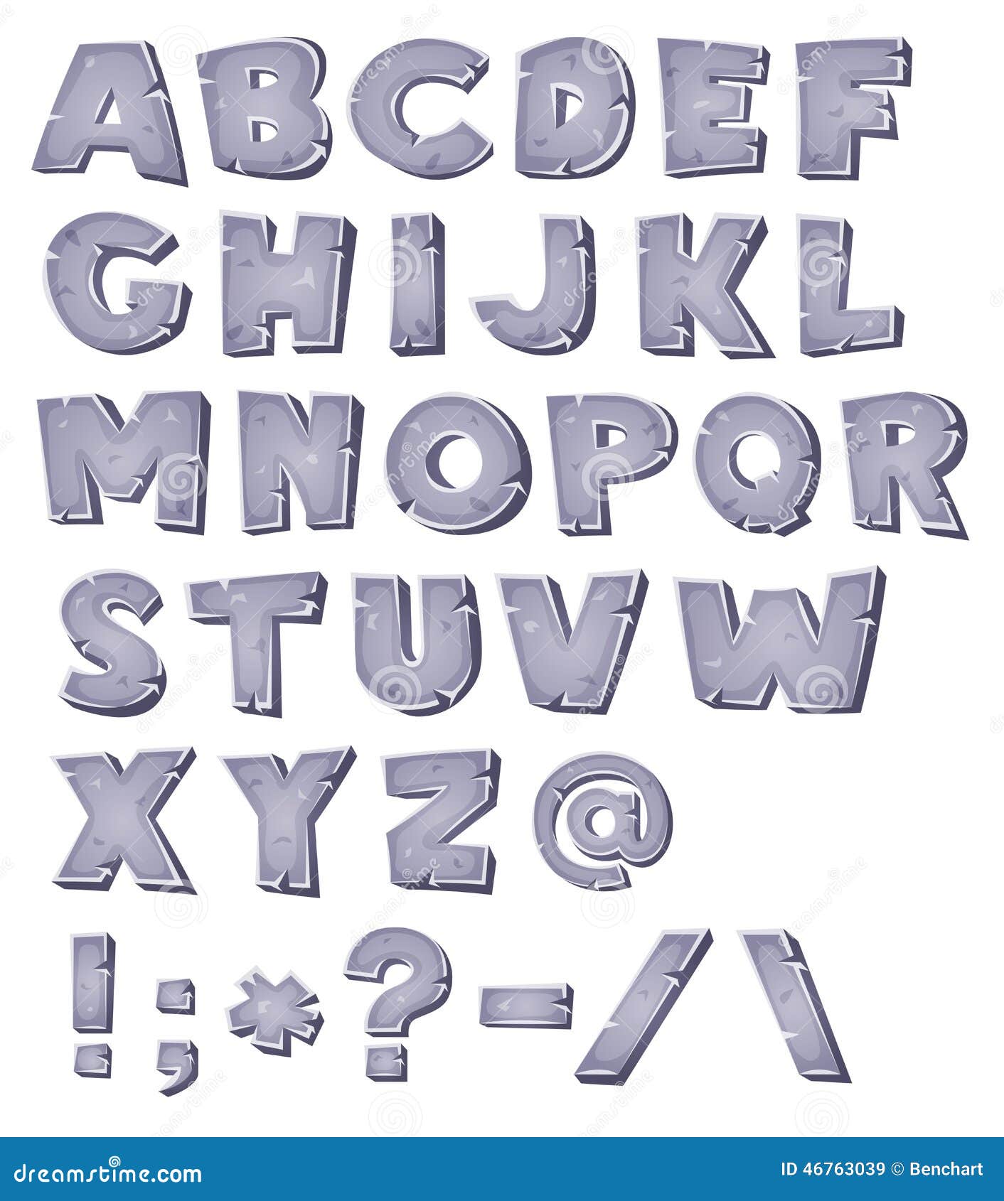 Alphabet En Pierre De Bande Dessinée Illustration de Vecteur ...