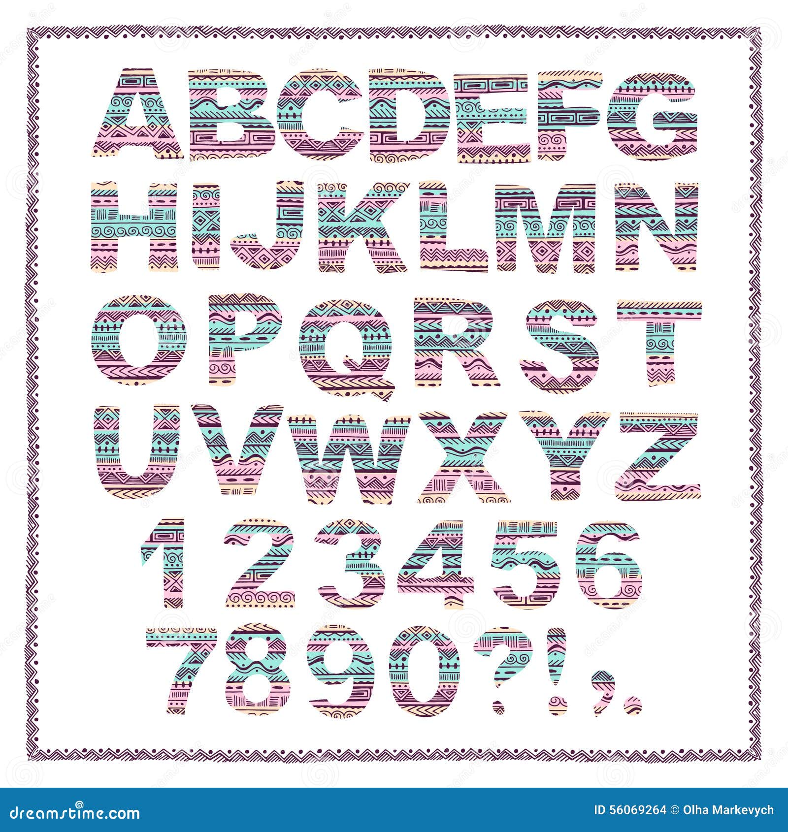 Alphabet Ethnic stock vector. Illustration of retro, shape - 56069264